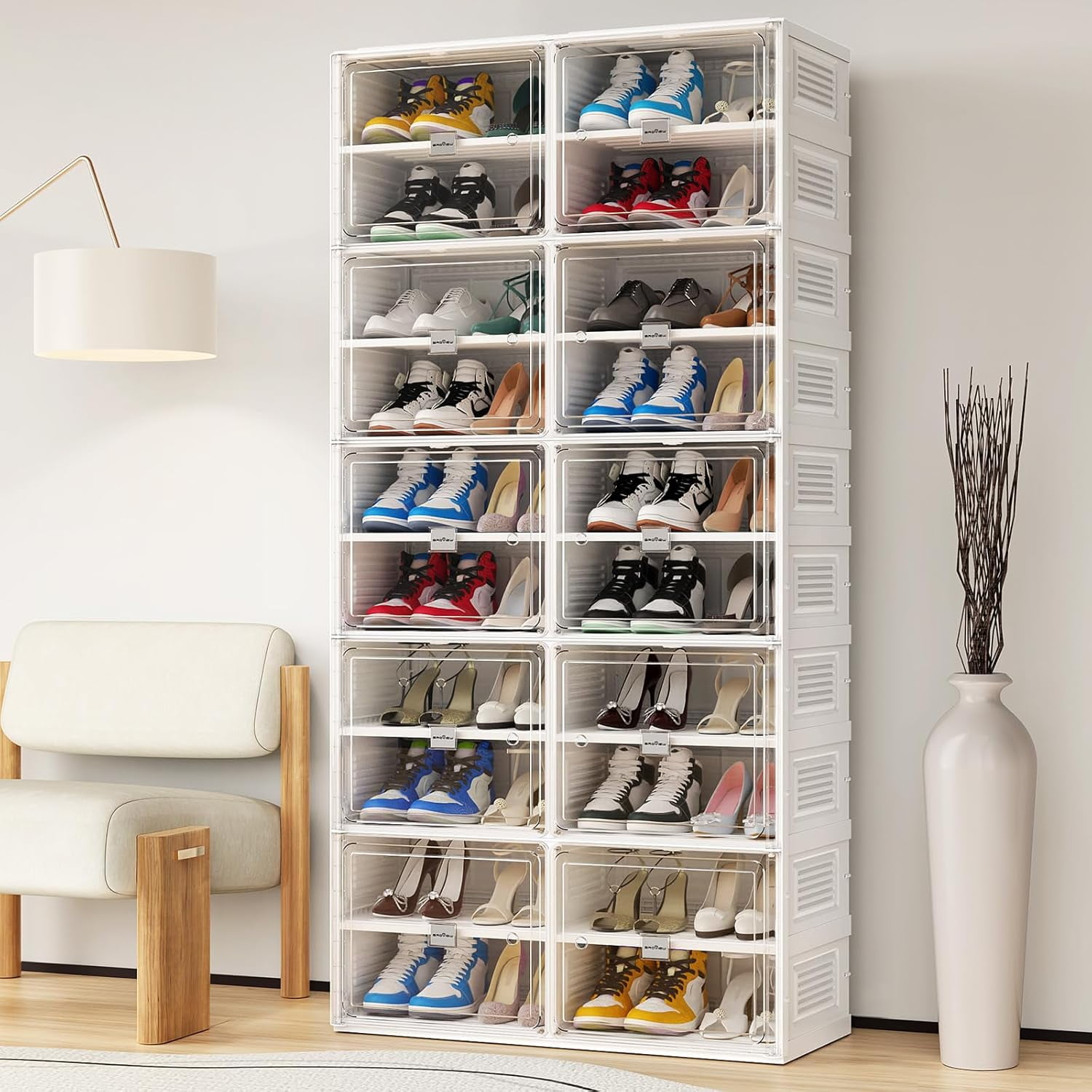 10 Tiers 40 Pairs Heavy Duty Shoe Storage and Organizer, Hard Plastic ...