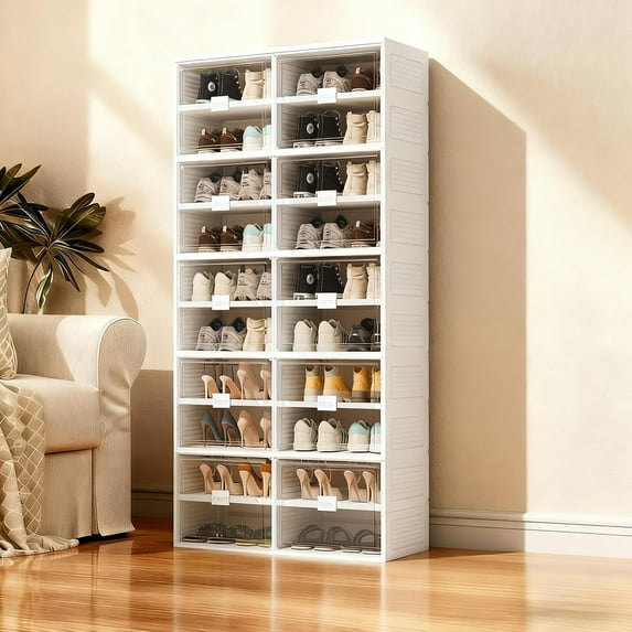 10 Tiers Foldable Shoe Rack Organizer Cabinet - Enclosed Shoe Storage ...