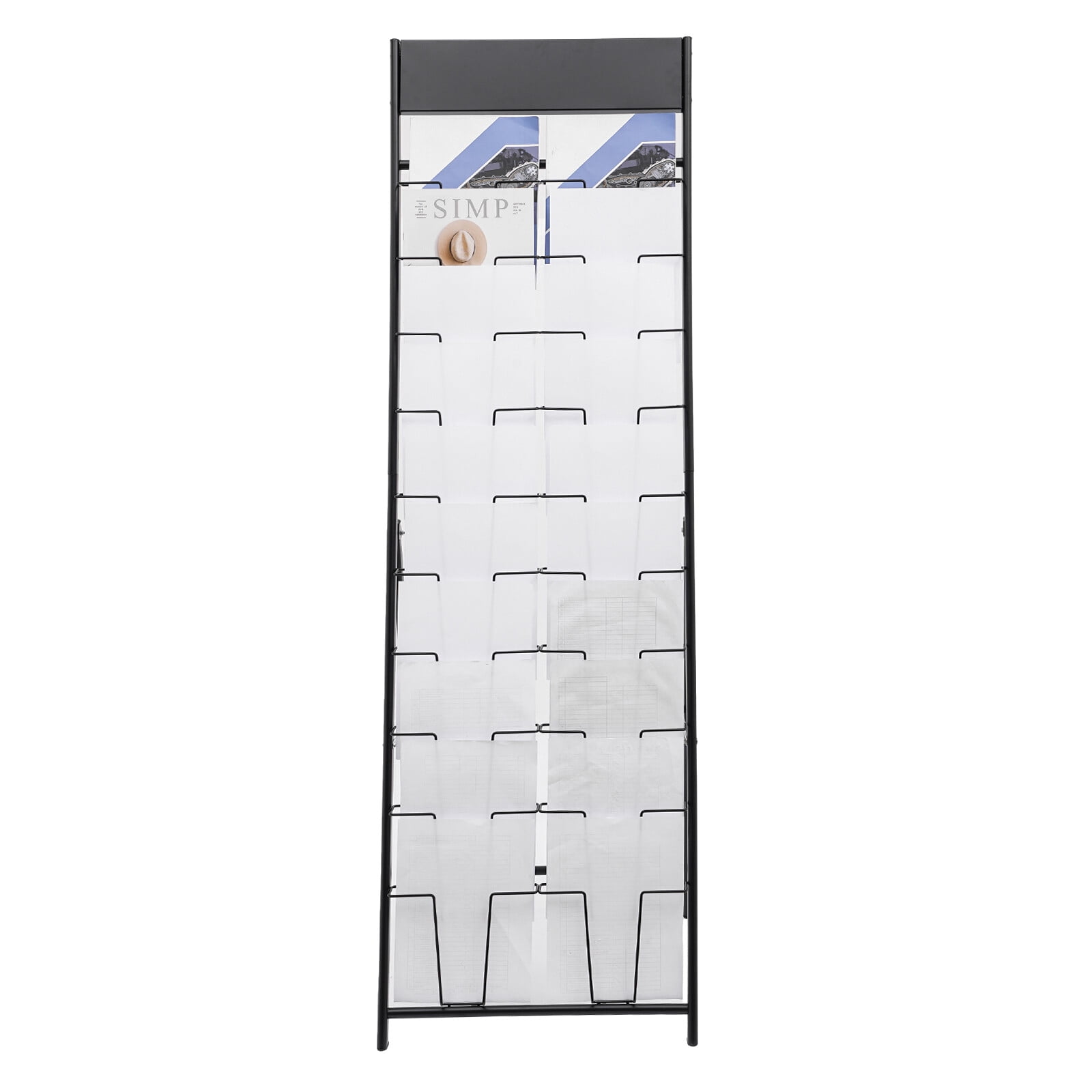 10 Tiers Iron Magazine Rack Free Standing Newspapers Brochures Storage ...