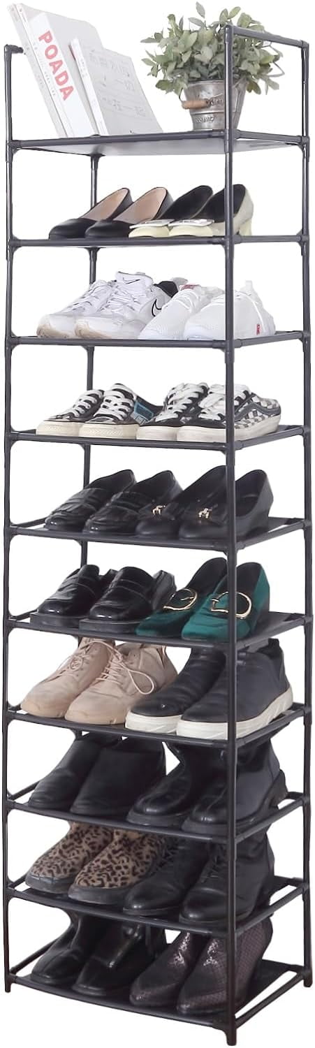 10 Tiers Shoe Rack 20-25 Pairs Sturdy Shoe Shelf Easy to Assemble ...