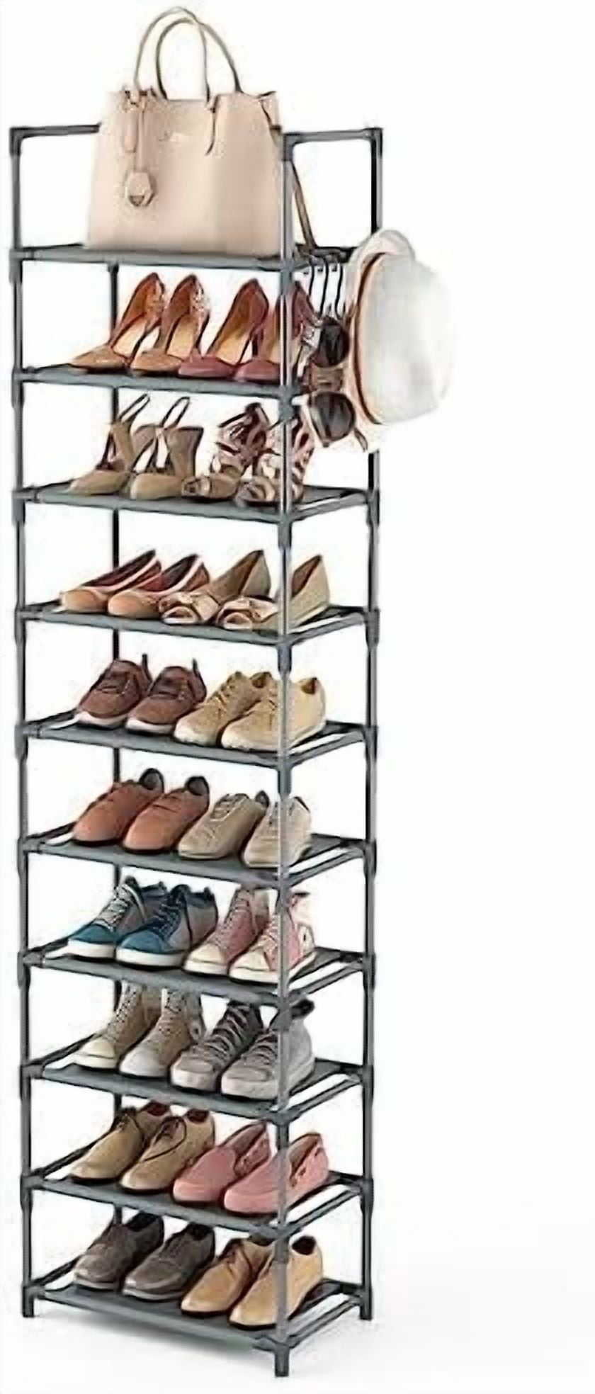 10 Tiers Tall Shoe Rack 20-25 Pairs Boots Organizer Storage Sturdy ...
