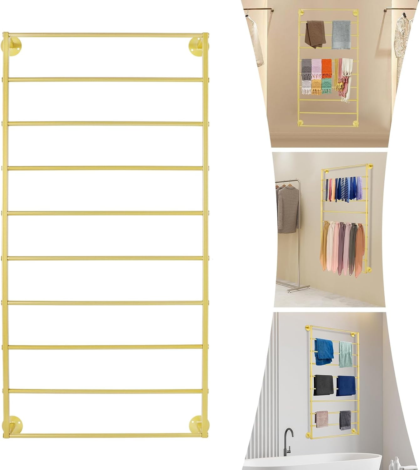 10 Tiers Tie & Scarf Rack, Wall Mounted Scarf Rack, Wall Display Rack ...