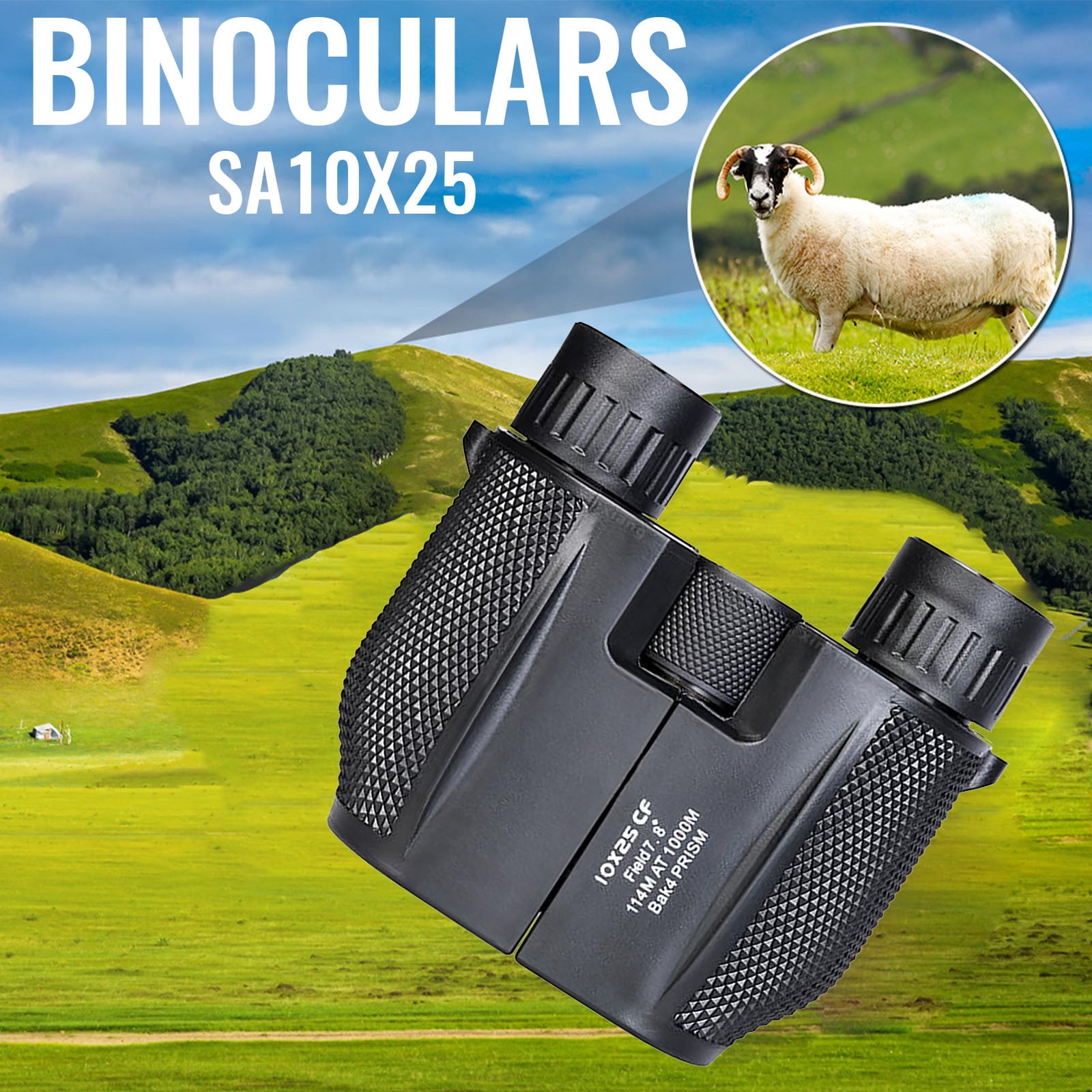 10 Times Binoculars HD 10x25 Telescope Fixed Zoom Portable Gifts For ...