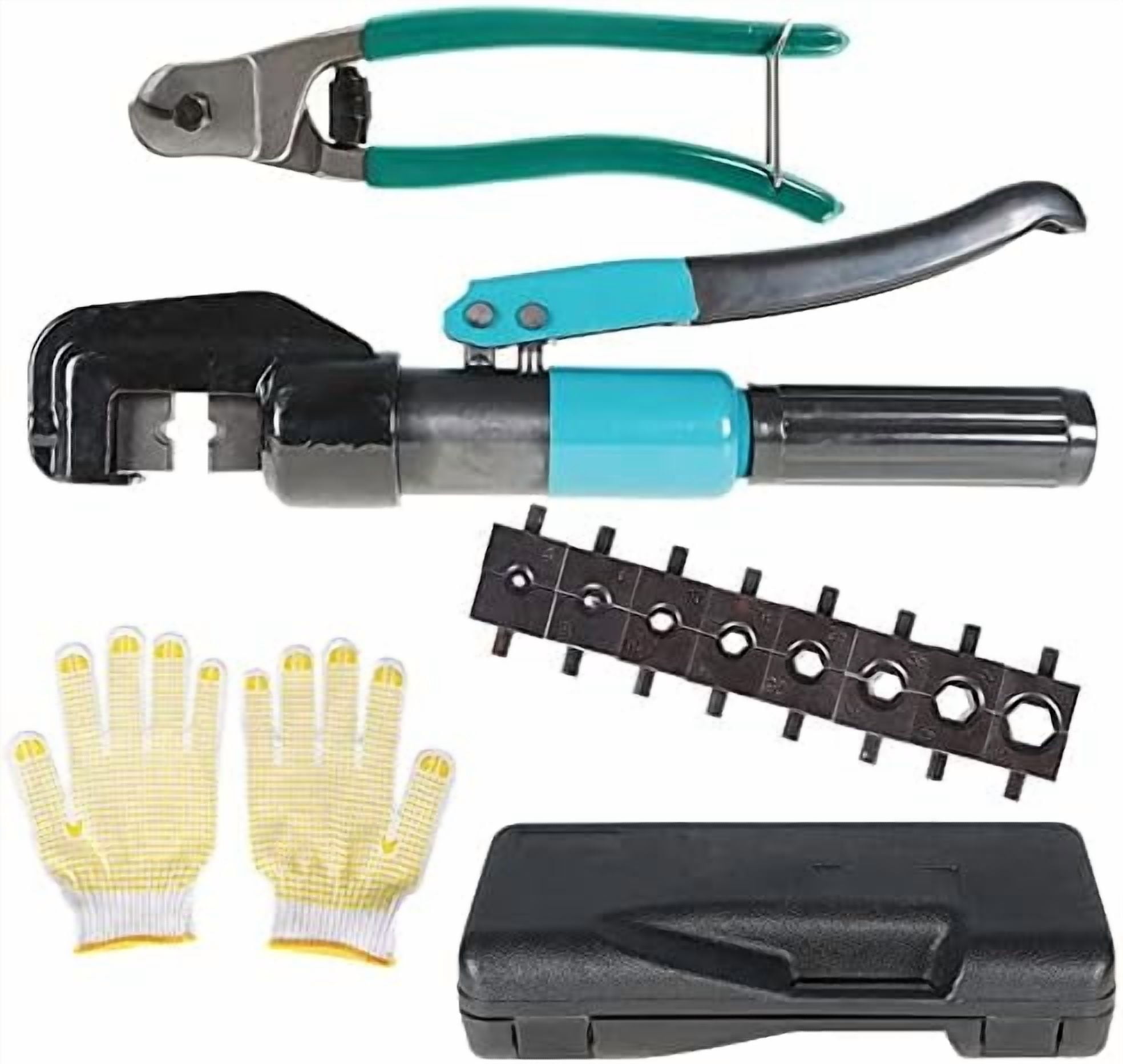 10 Ton Hydraulic Cable Lug Crimper Cable Crimping Tool with 9 Pairs of ...