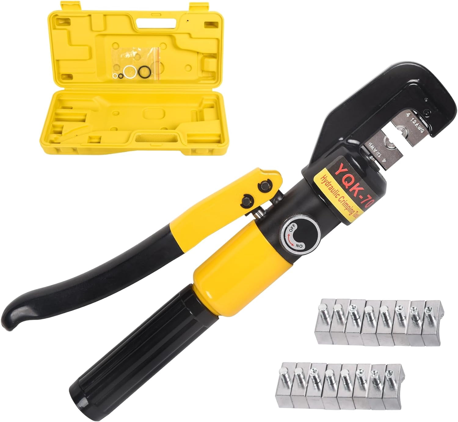 10 Ton Hydraulic Crimping Tool, Range 12 AWG-2/0 AWG, Hydraulic Crimper ...