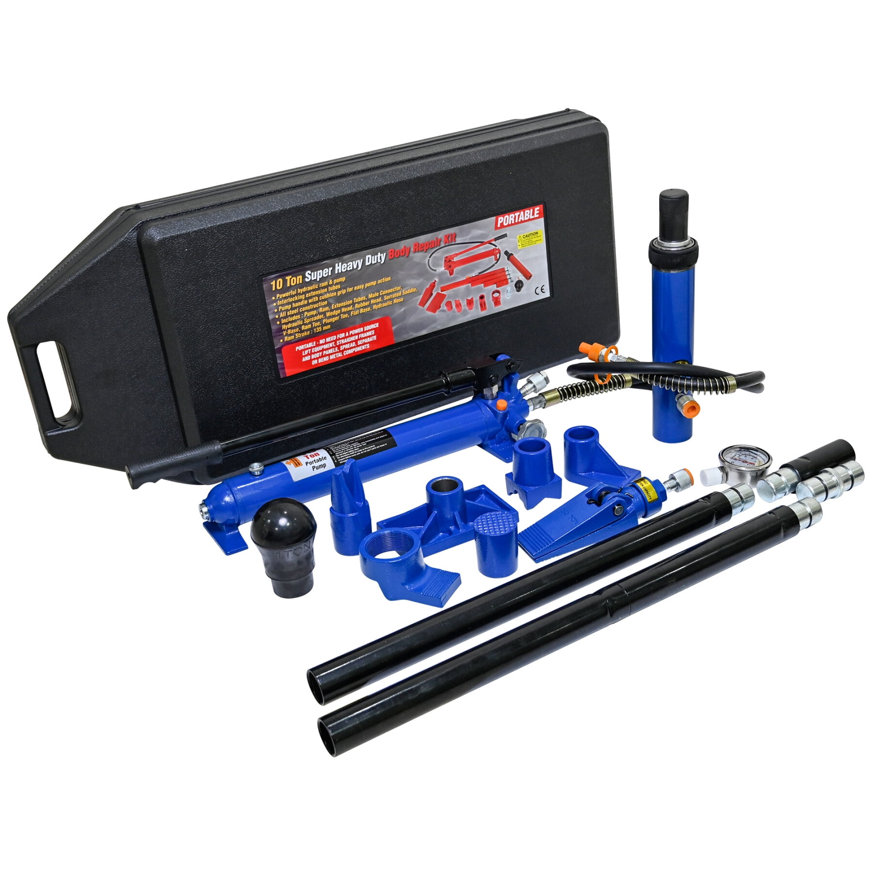 10 Ton Portable Hydraulic Repair Kit with Heavy-Duty Pump - Metal ...