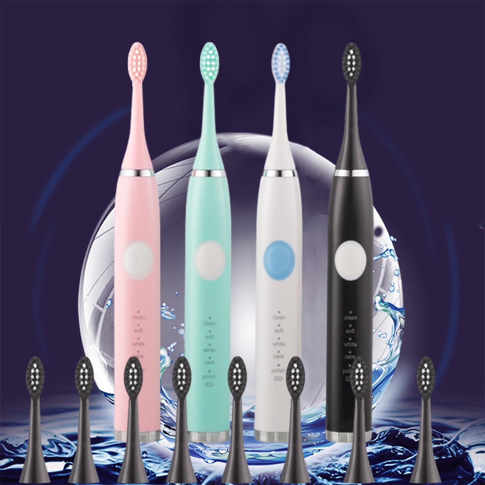 Under 10, Toothbrush with 8 Brush Heads, 5 Cleaning Modes, IPX7 Water ...