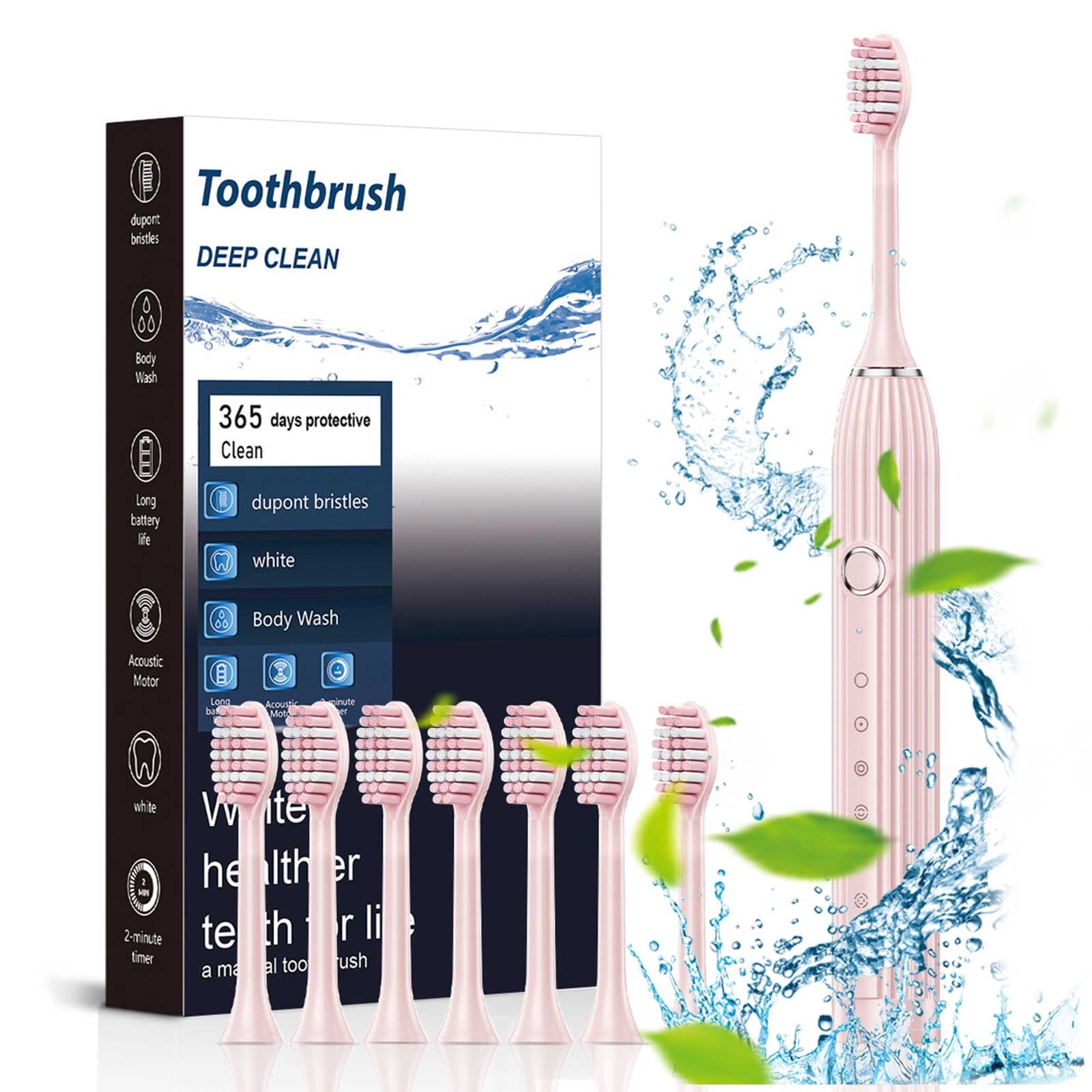Under 10, Toothbrush Electric Rechargeable, 8 Brush Heads, 6 Modes ...