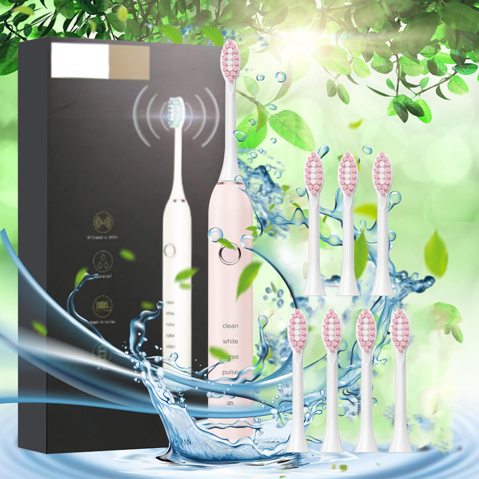 Under 10, Toothbrush Rechargeable, 8 Brush Heads, 2.5H Charge, 120D Use ...