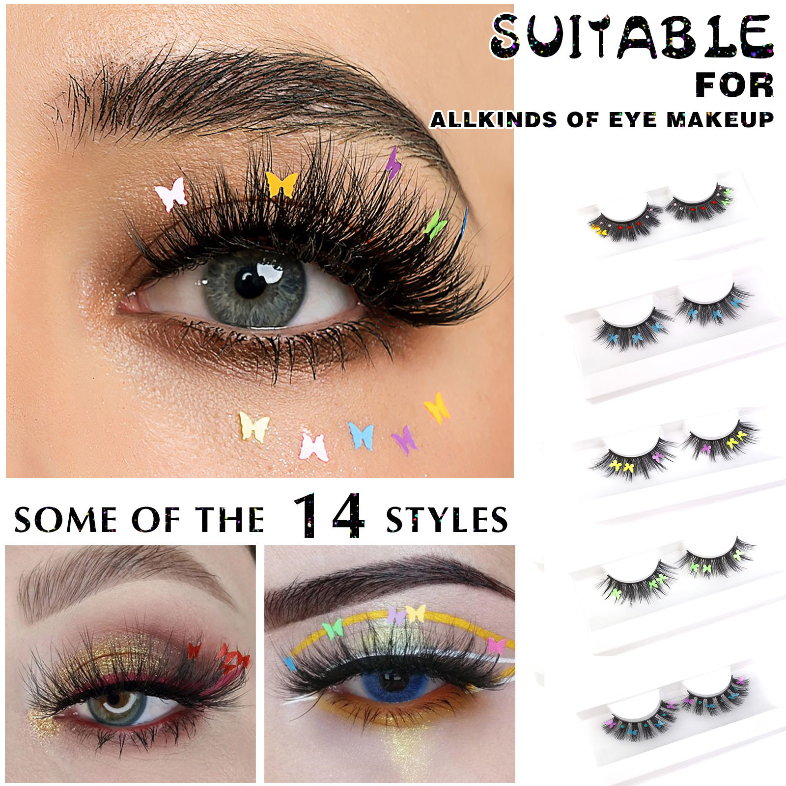 Under 10, Topliu Glitter Star False Eyelashes, 3d Sequin Lashes ...