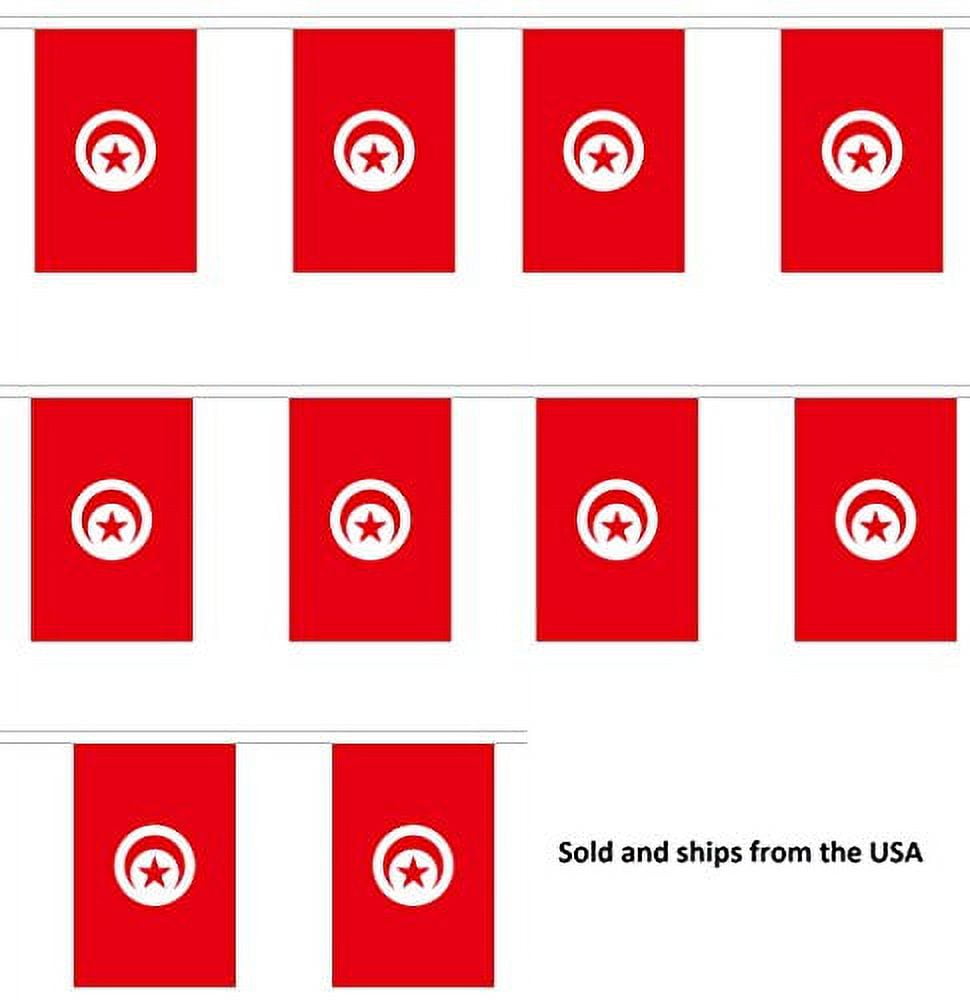 10' Tunisia String Flag Party Bunting Has 10 Tunisian 6"x9" Polyester ...