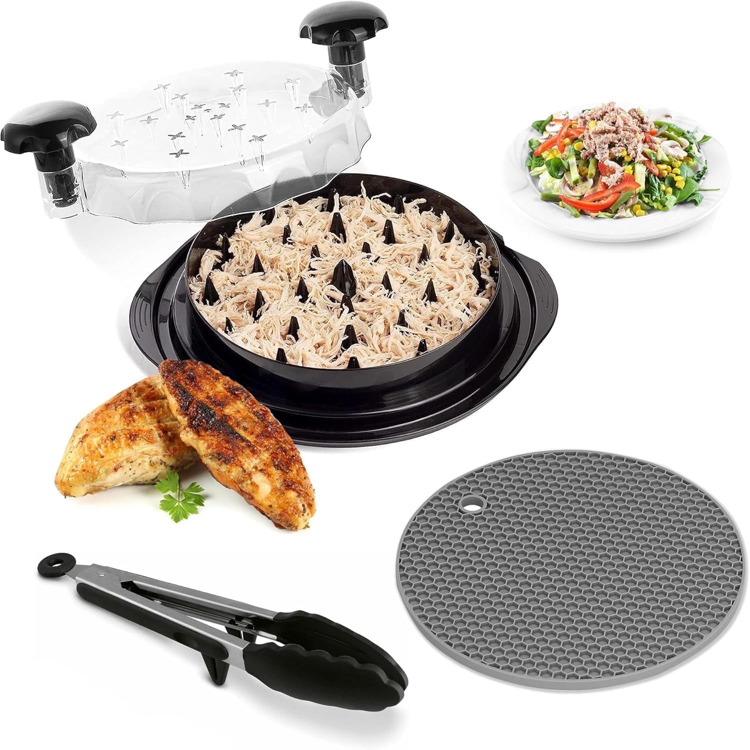 PrimeEase 10" Twist-Action Meat Shredder Set, XL Capacity, Includes ...