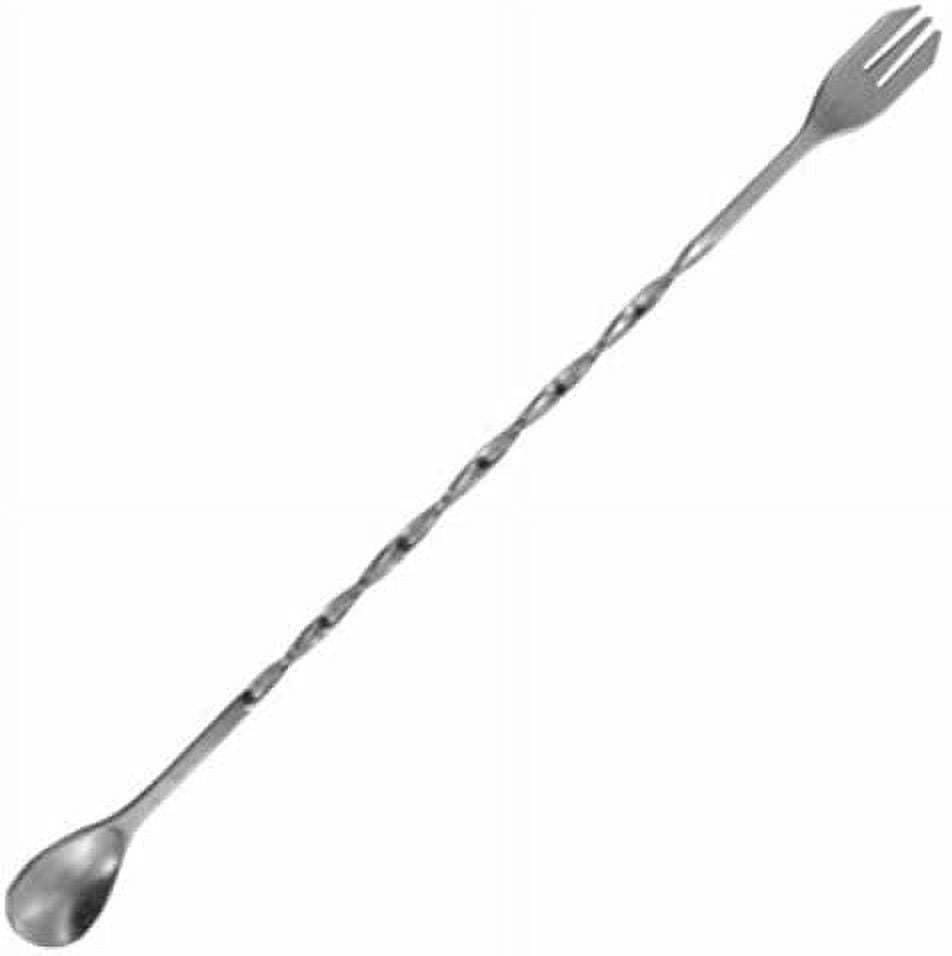 10" Twisted Stainless Steel Cocktail Drink Mixing Bar Spoon w/ Garnish ...