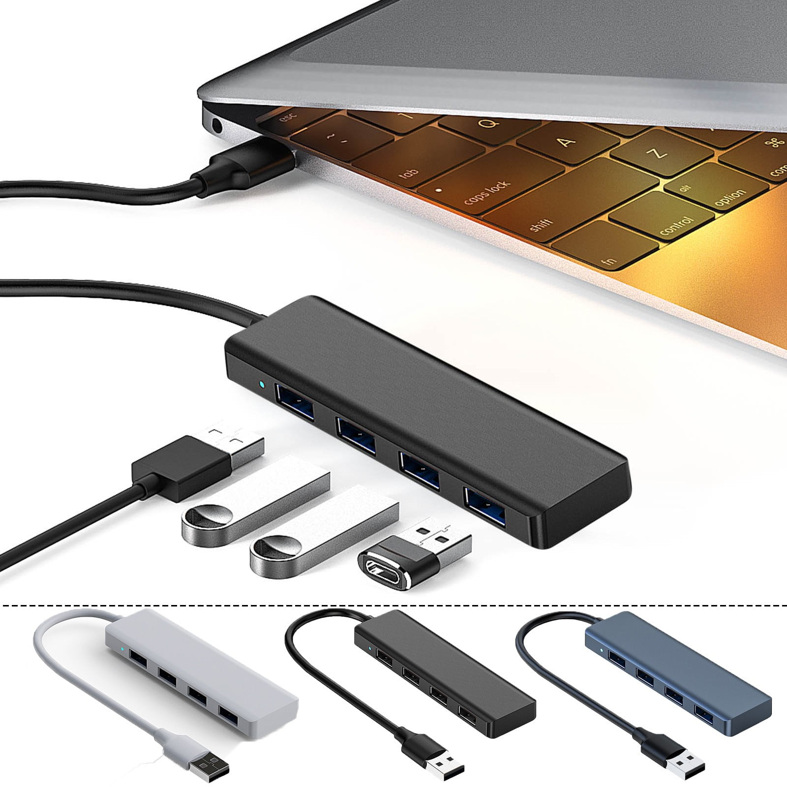 Under 10,Type-C Hub, 4-in-1 Splitter, USB3.0+3xUSB2.0, PC Accessory ...