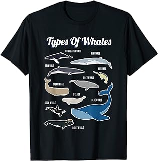 10 Types Of Whales Cute Ocean Mammals Guide T-Shirt - Walmart.com