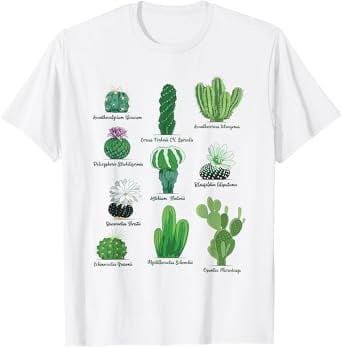 10 Types of Cactus Succulent Teacher Chart Cactus Lover Tee T-Shirt ...