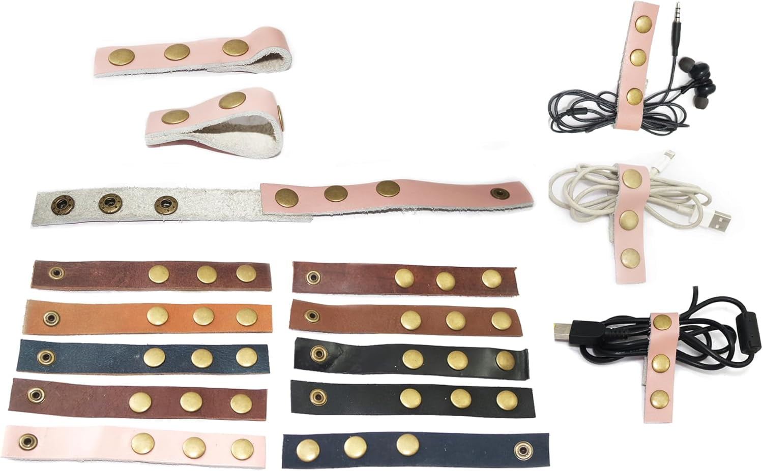 10 Units Leather Cable Straps Portable Cable Ties Cable Organizers Cord ...