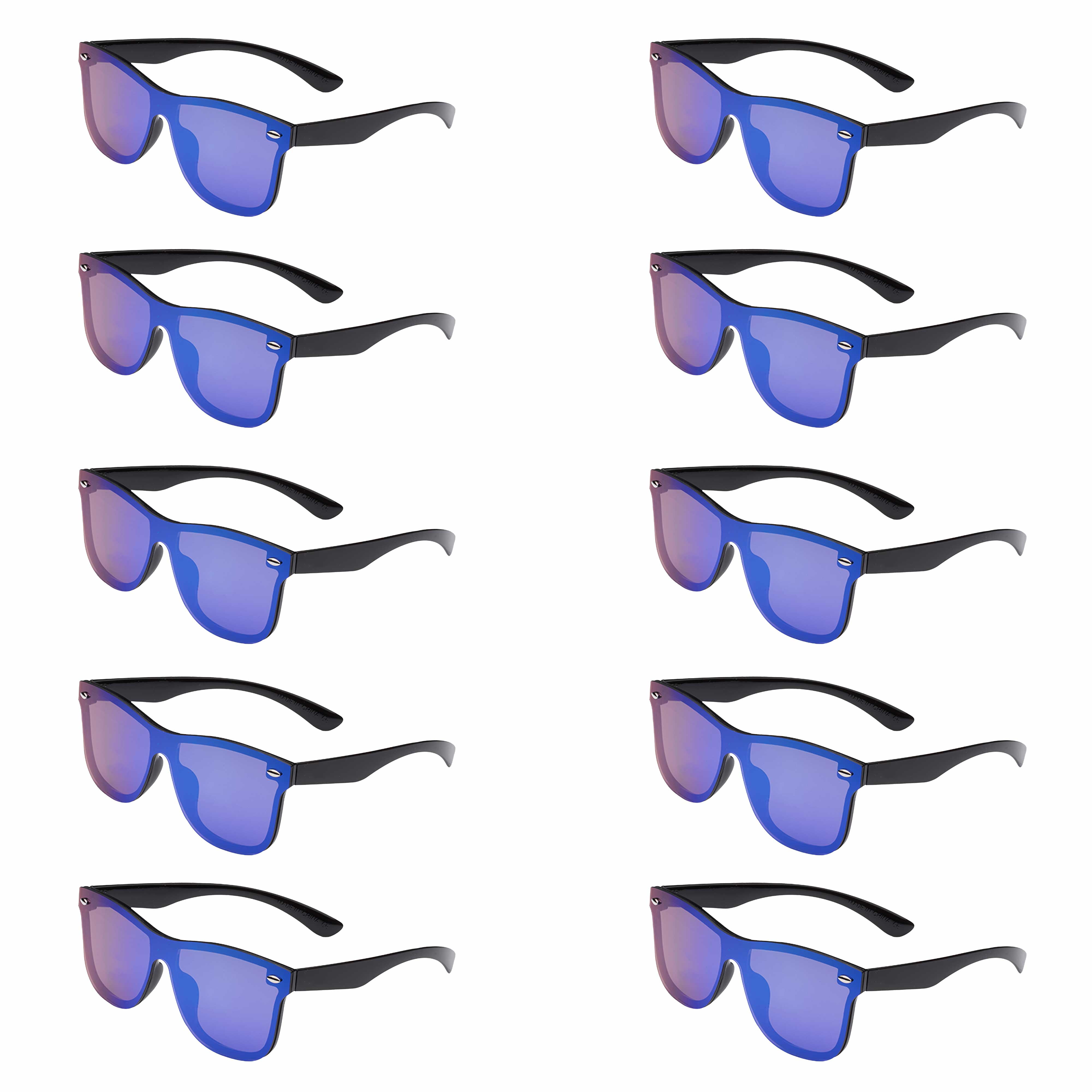10 Upper Decks Mirrored Sunglasses Pack - Plastic, UV Protection ...