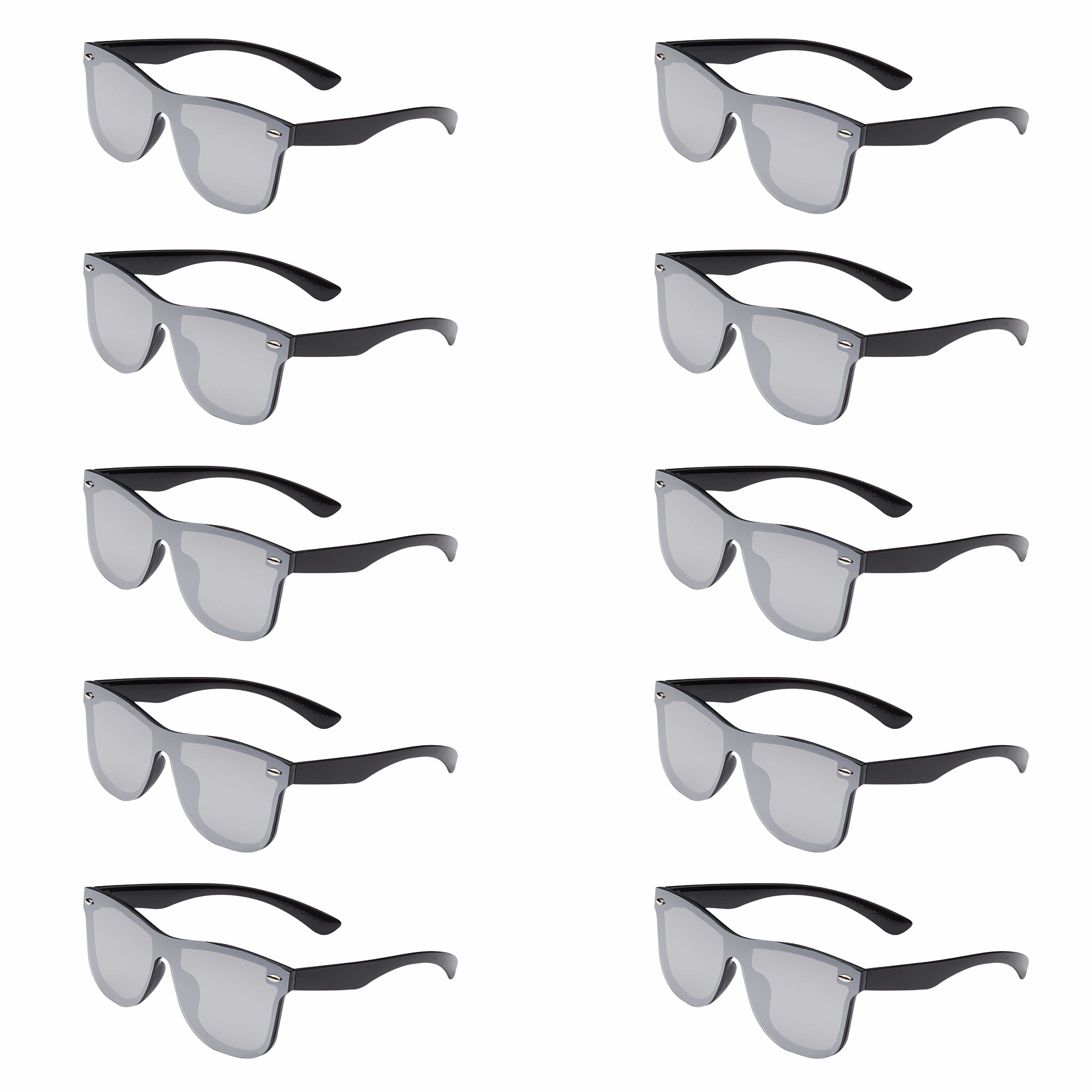 10 Upper Decks Mirrored Sunglasses Pack - Plastic, UV Protection ...