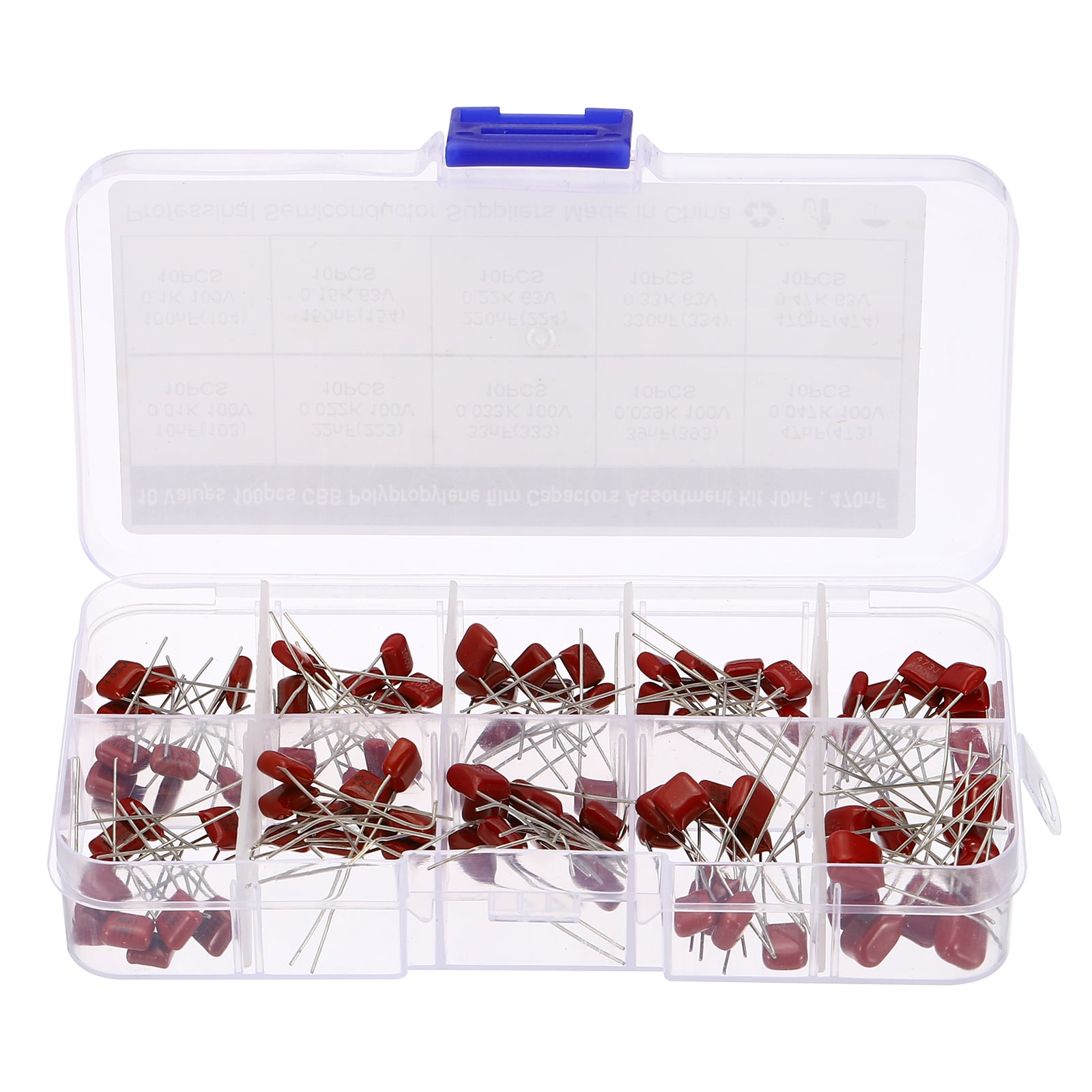10 Value CBB Capacitor, 100Pcs Polypropylene Film Capacitors Assortment ...