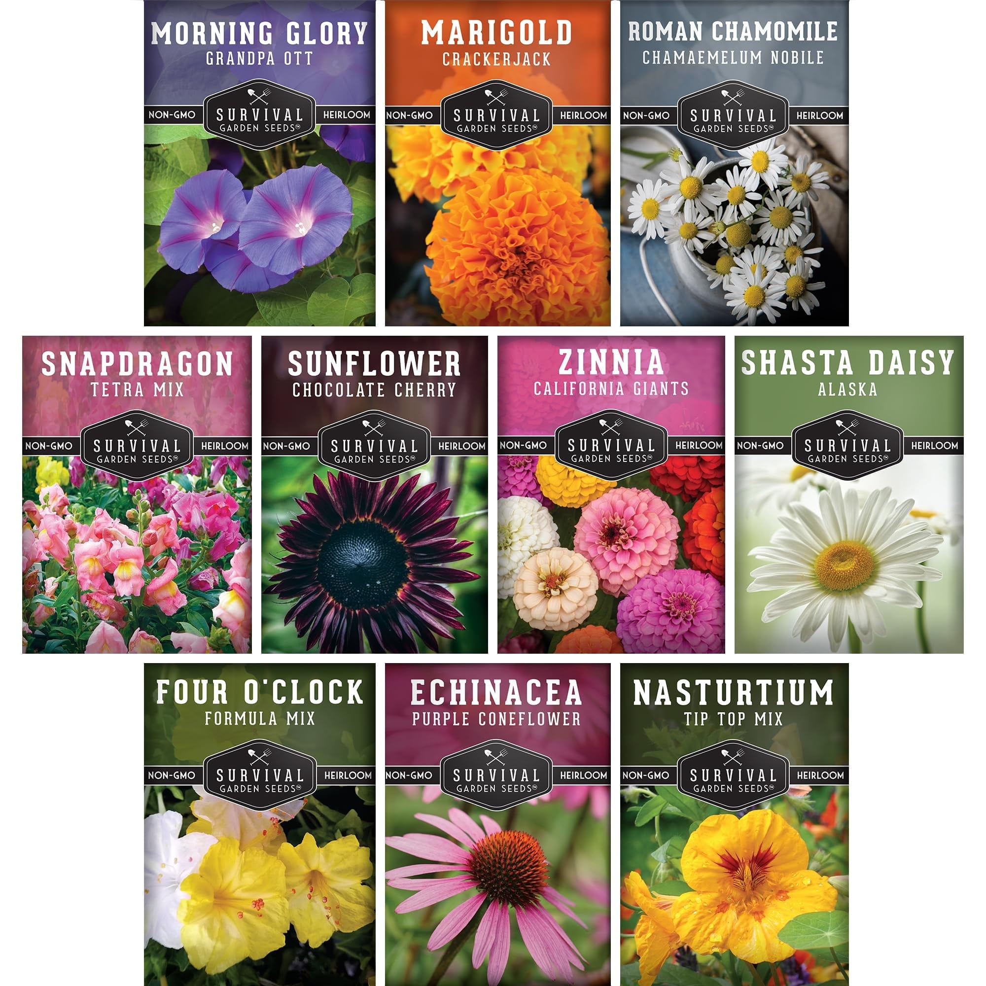 Heirloom Flower Seeds Collection, 10 Varieties, Full Sun Mix - Walmart.com