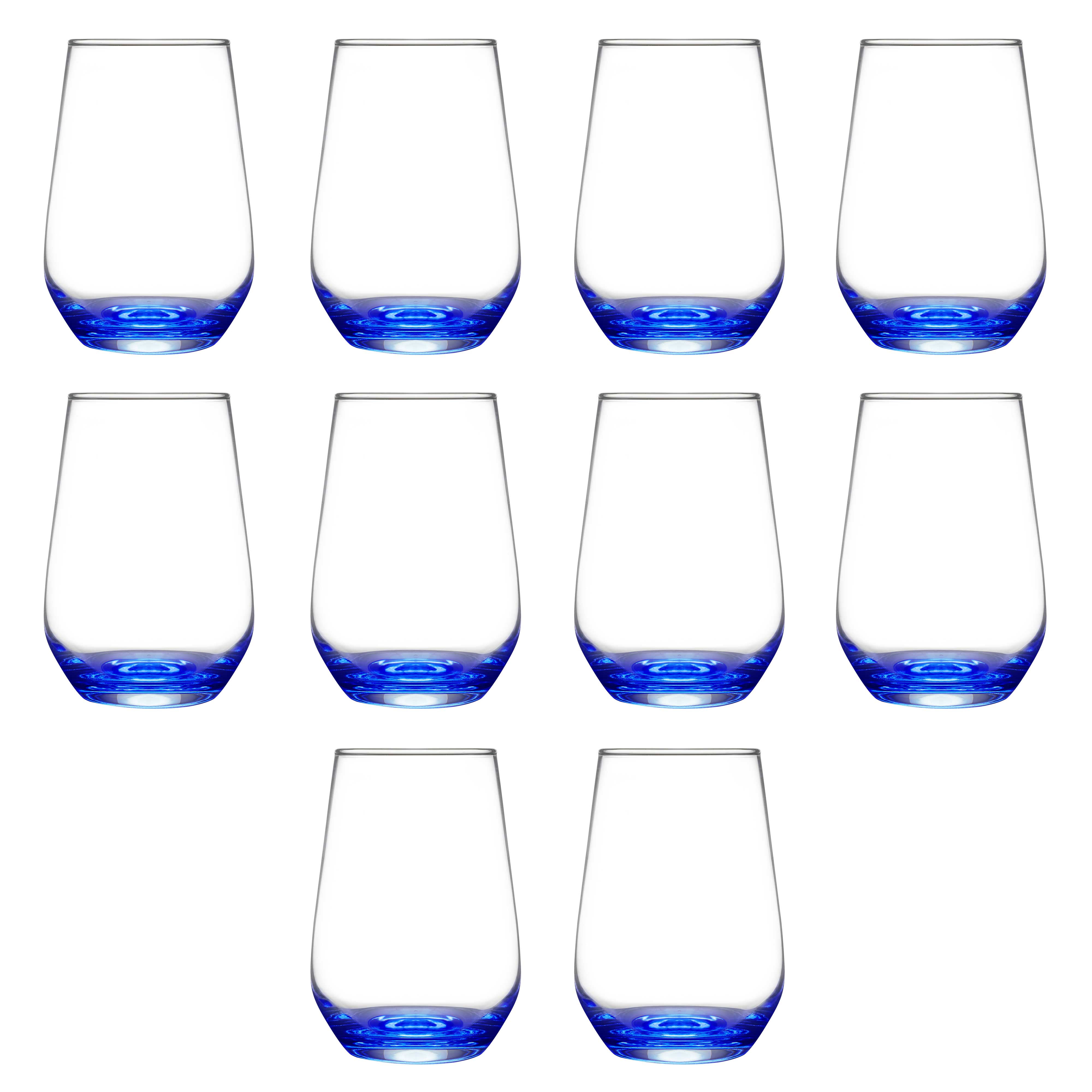 Vaso Silicia 10 Set Stemless Wine Glasses, 16 oz, Durable, Versatile ...