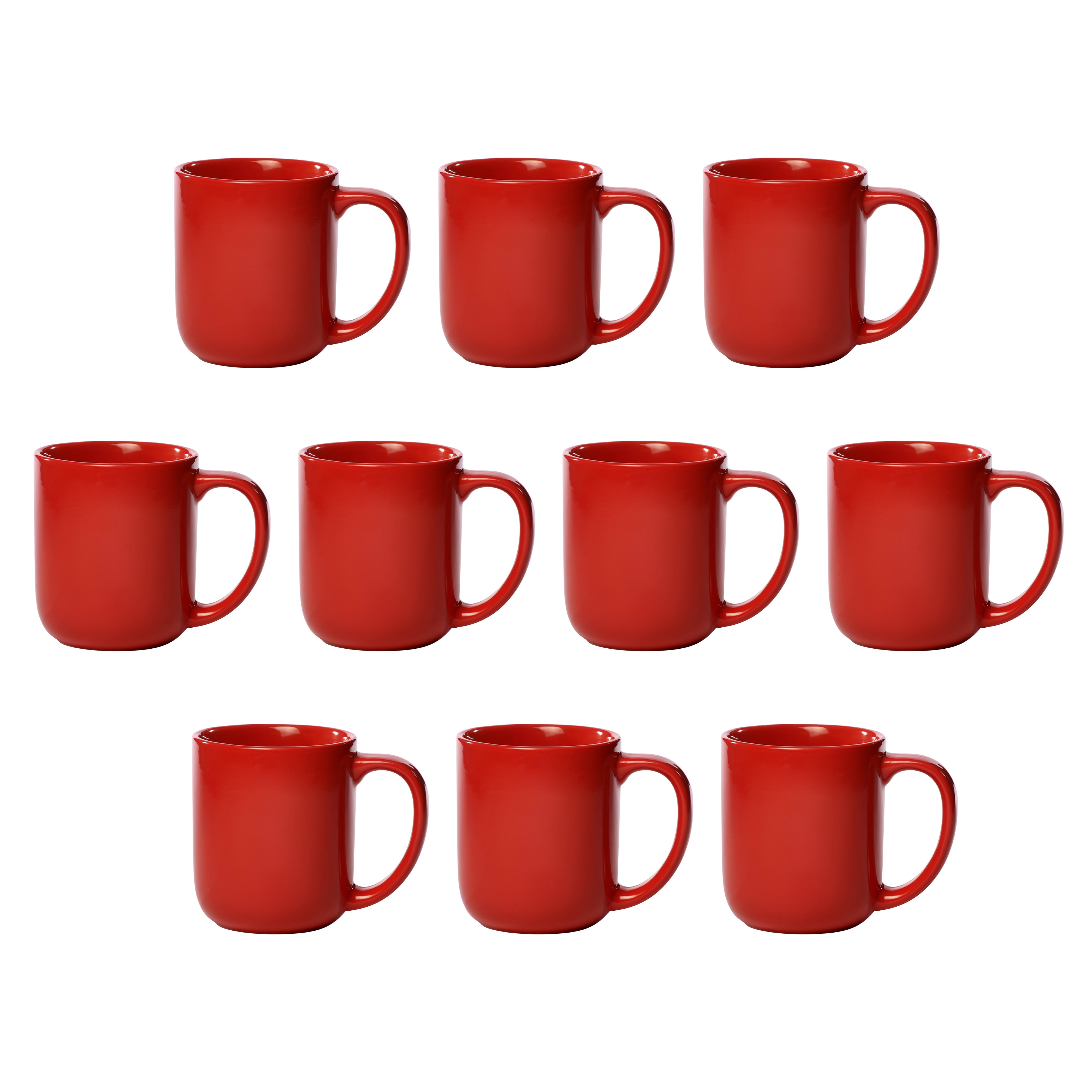 10 Vibrant Color Glossy Ceramic Mugs Set, 16 oz. - Stoneware, Drinkware ...