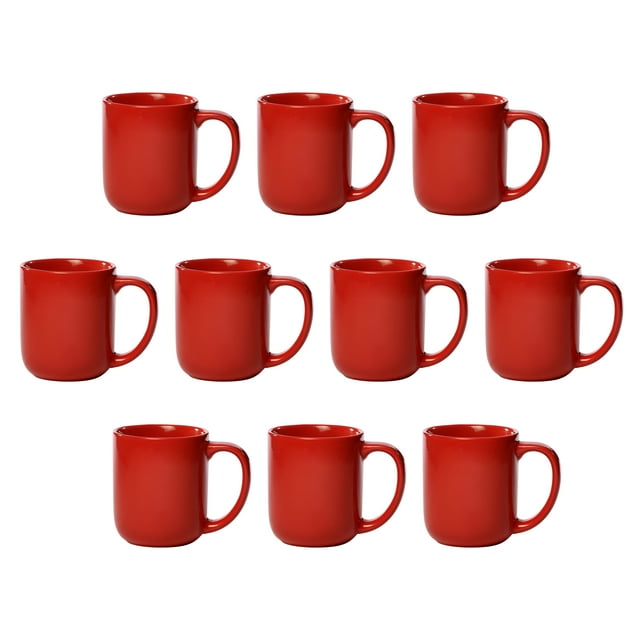 10 Vibrant Color Glossy Ceramic Mugs Set, 16 oz. - Stoneware, Drinkware ...
