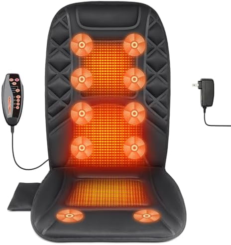 10 Vibrating Massage Nodes Back Massager Chair Pad for Pain Relief Home ...