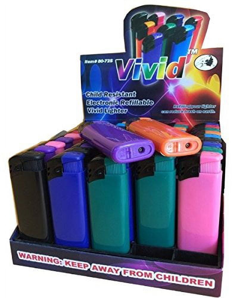 10 Vivid Electronic Refillable Lighters - Colors May Vary - Walmart.com