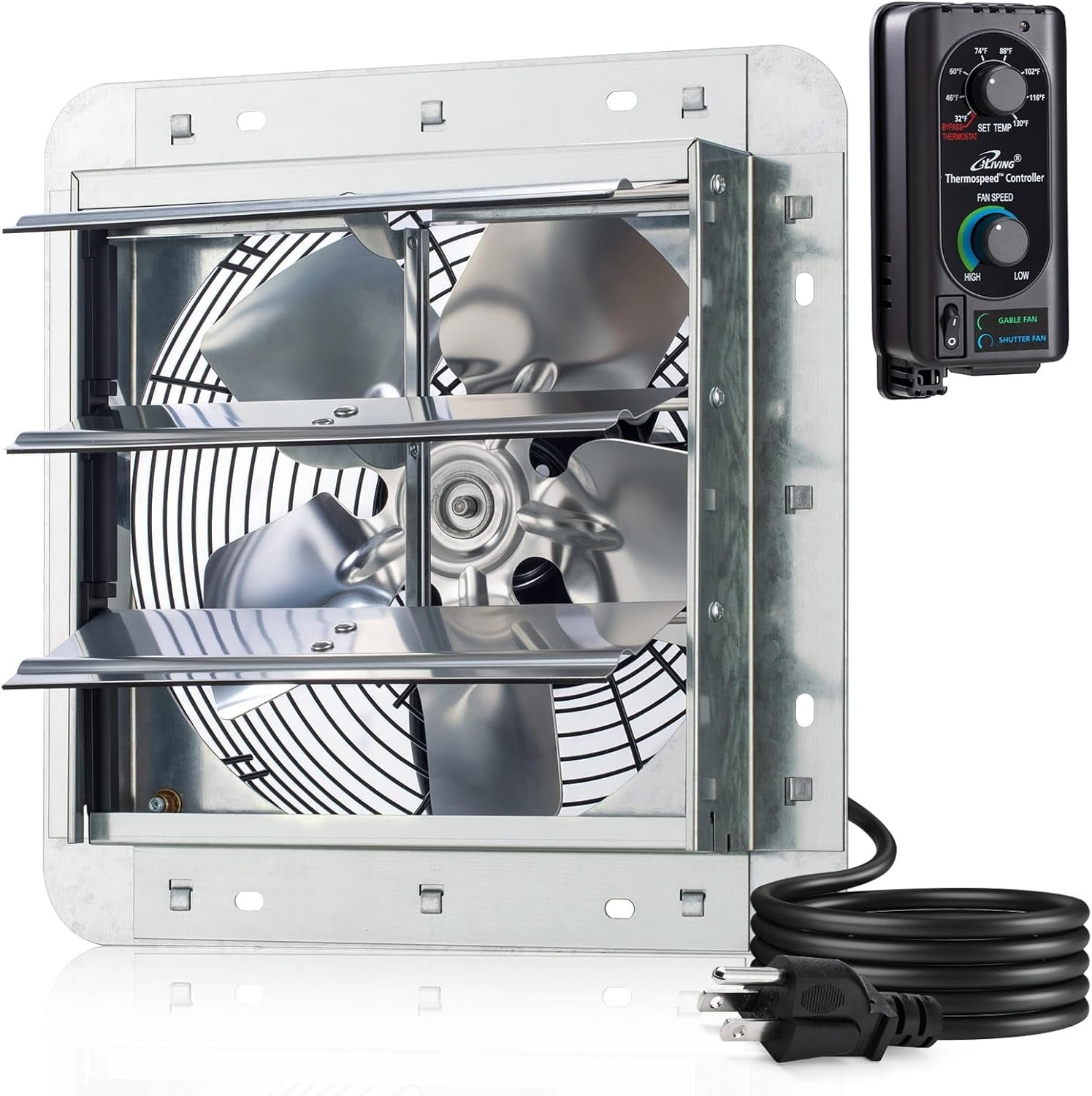 10" Wall Mounted Shutter Exhaust Fan, Automatic Shutter, with ...