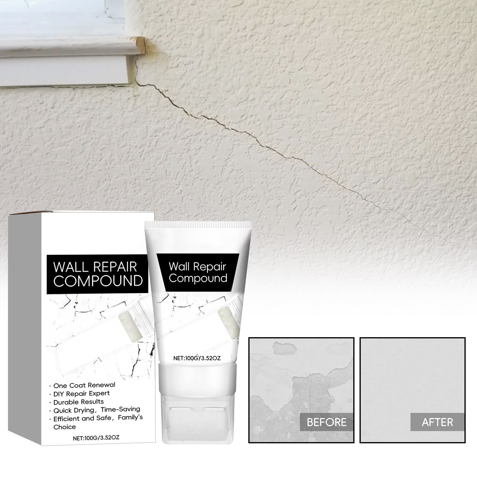Under 10, Wall Repair Cream, Paintable Surface Fixer, Closes Voids ...