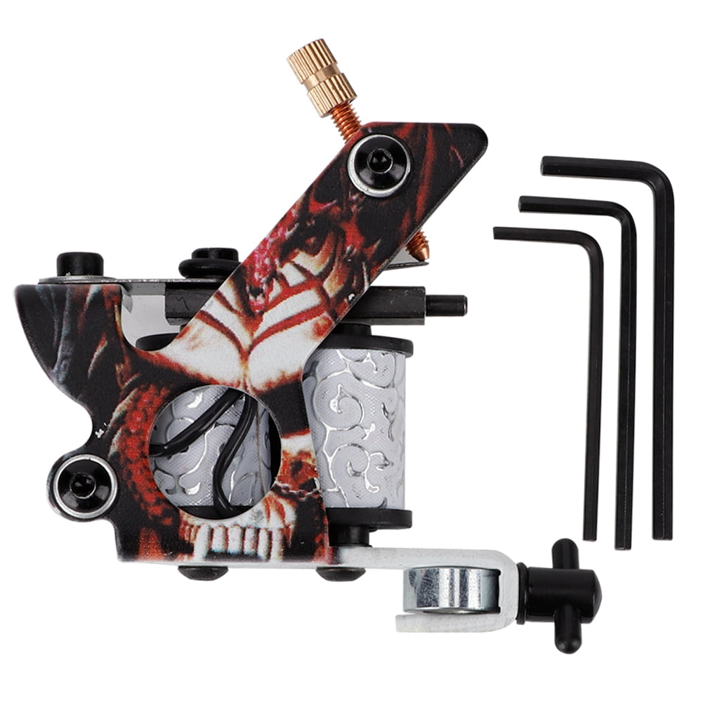 10 Warps Coils Skeleton Pattern Tattoo Machine Gun Alloy Tattoo Machine ...