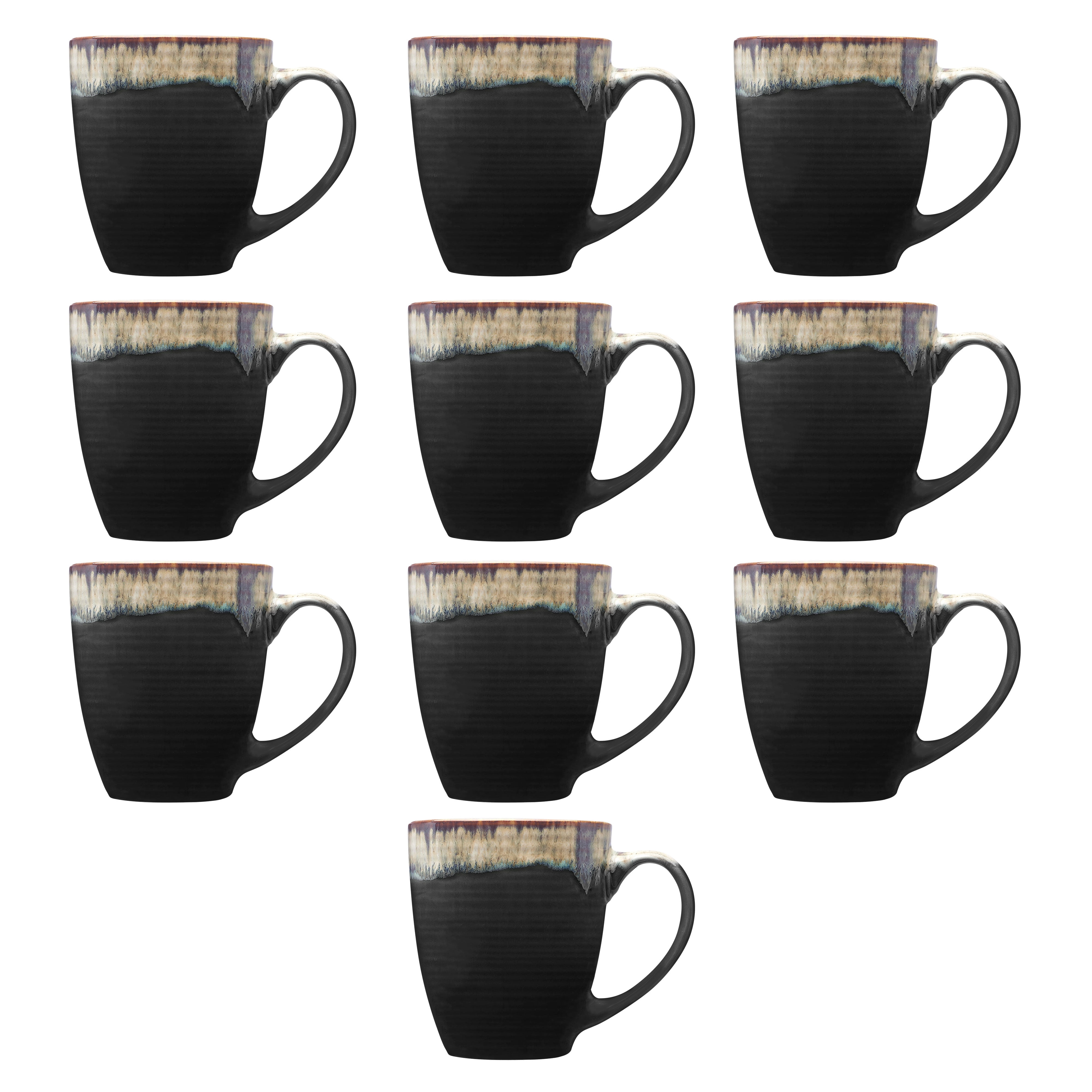 10 Water Color Drip Ceramic Mugs Set, 17 oz. - Stoneware, Drinkware ...