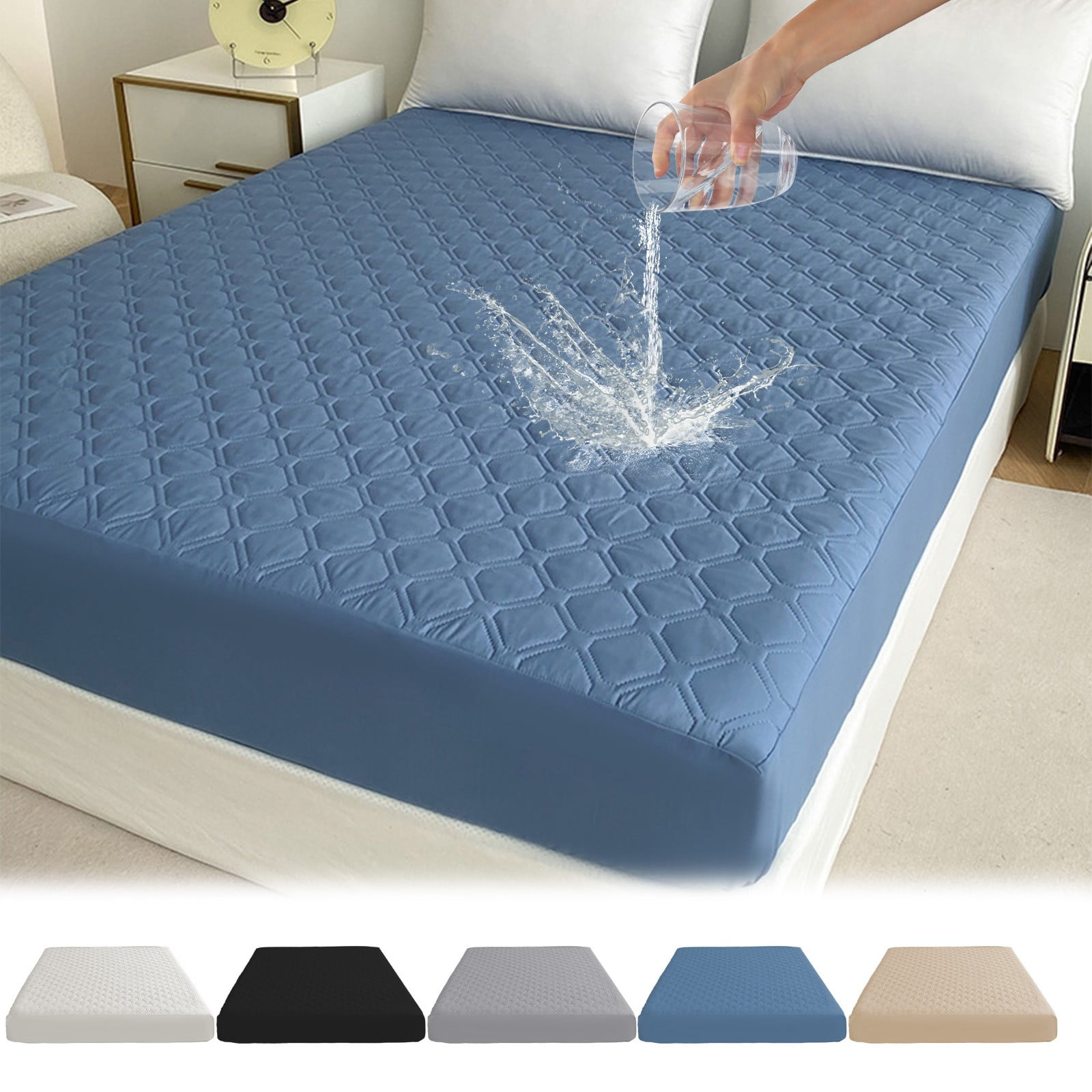 Under 10,Waterproof Bed Sheet,Non-Slip Fixed Bed Cover,All-Inclusive ...