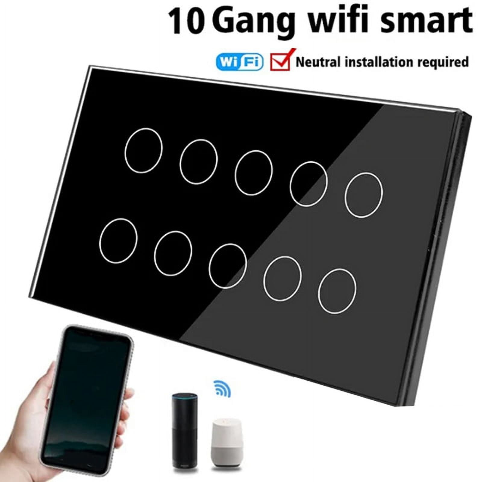 10-Way Tuya Wifi Smart Touch Light Wall Switch Glass Panel App ...