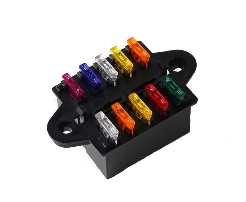 10 Way double row Blade Fuse Box Holder with terminal and fuse For Car ...