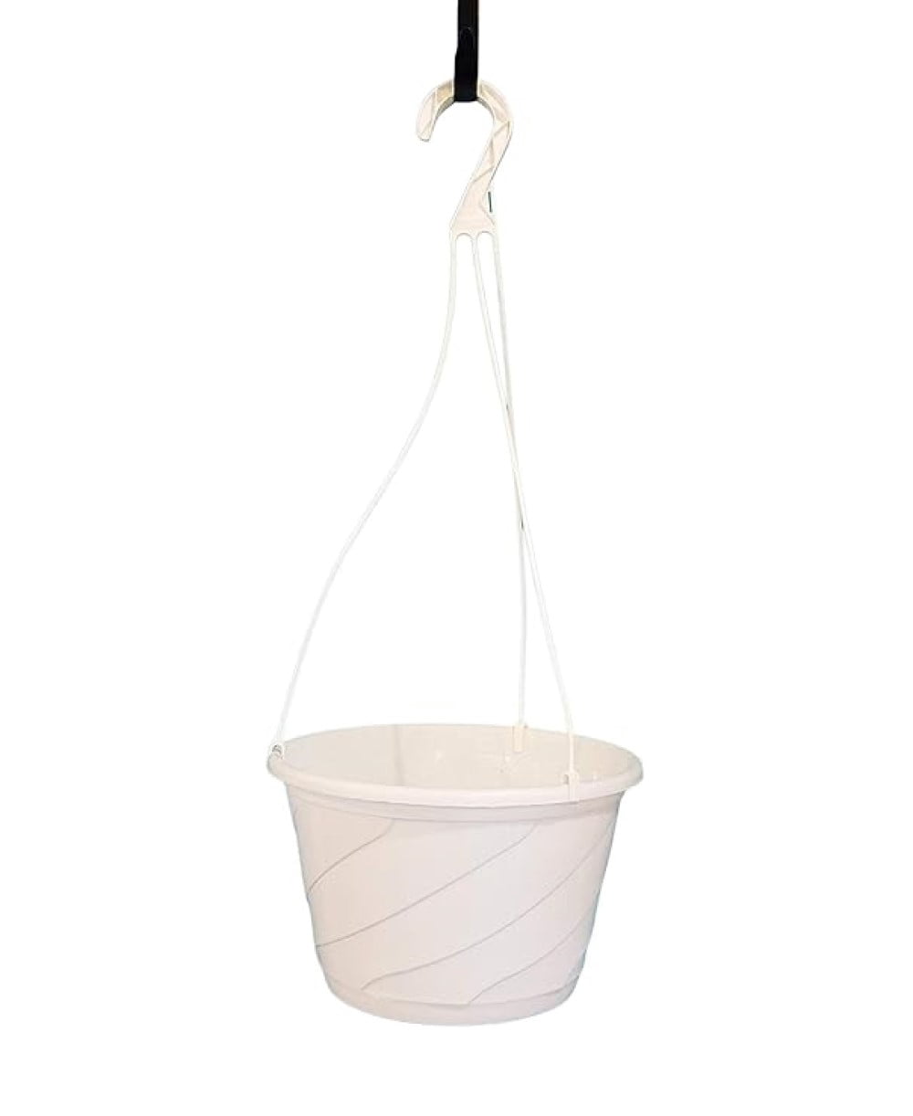 10” White Contempo Swirl Saucerless Hanging Baskets - 5 Baskets with 5 ...