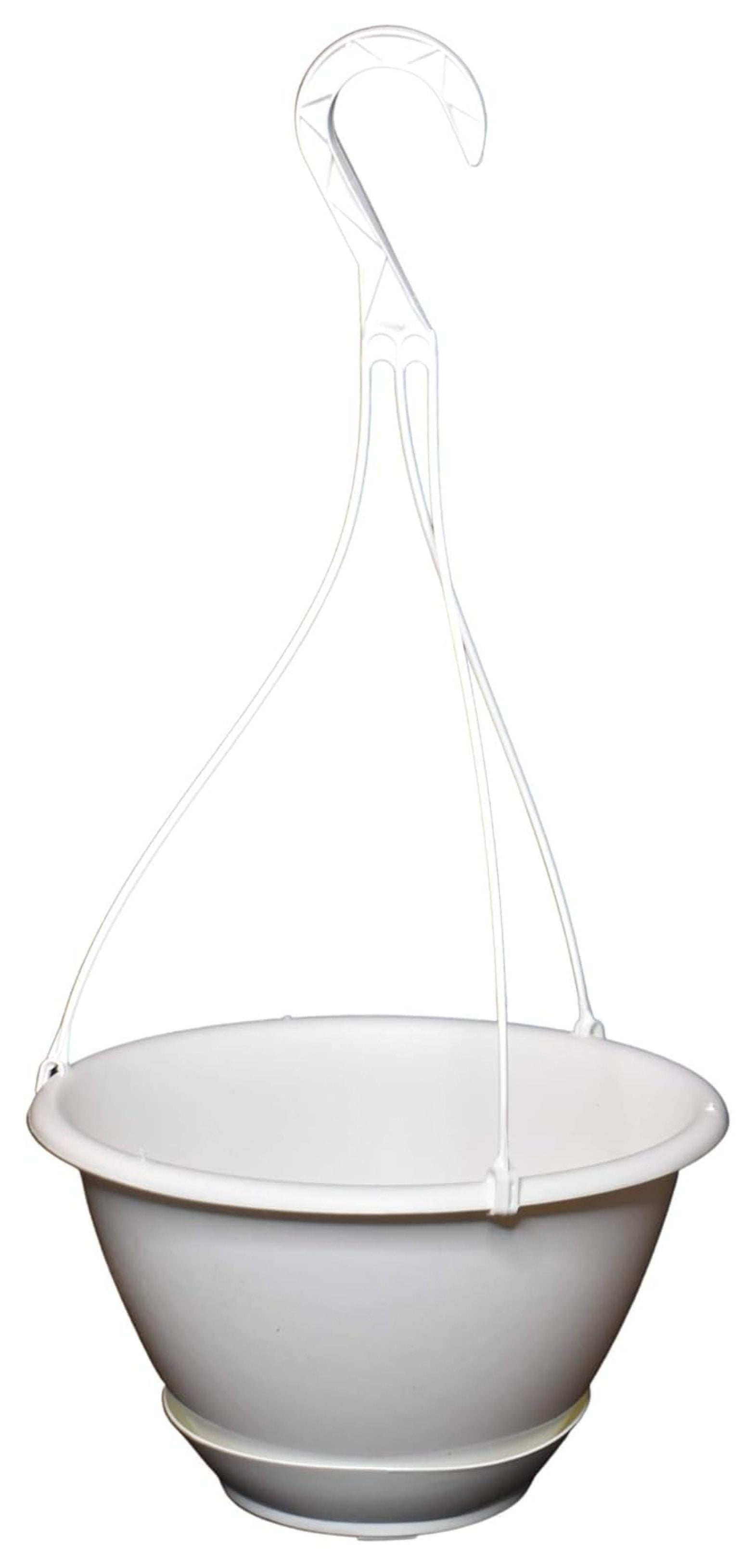 10" White Plastic Hanging Basket with Saucer for Indoor/Outdoor Use by ...
