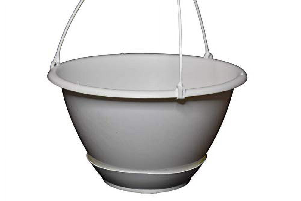 10" White Plastic Hanging Basket with Saucer for Indoor/Outdoor Use by ...