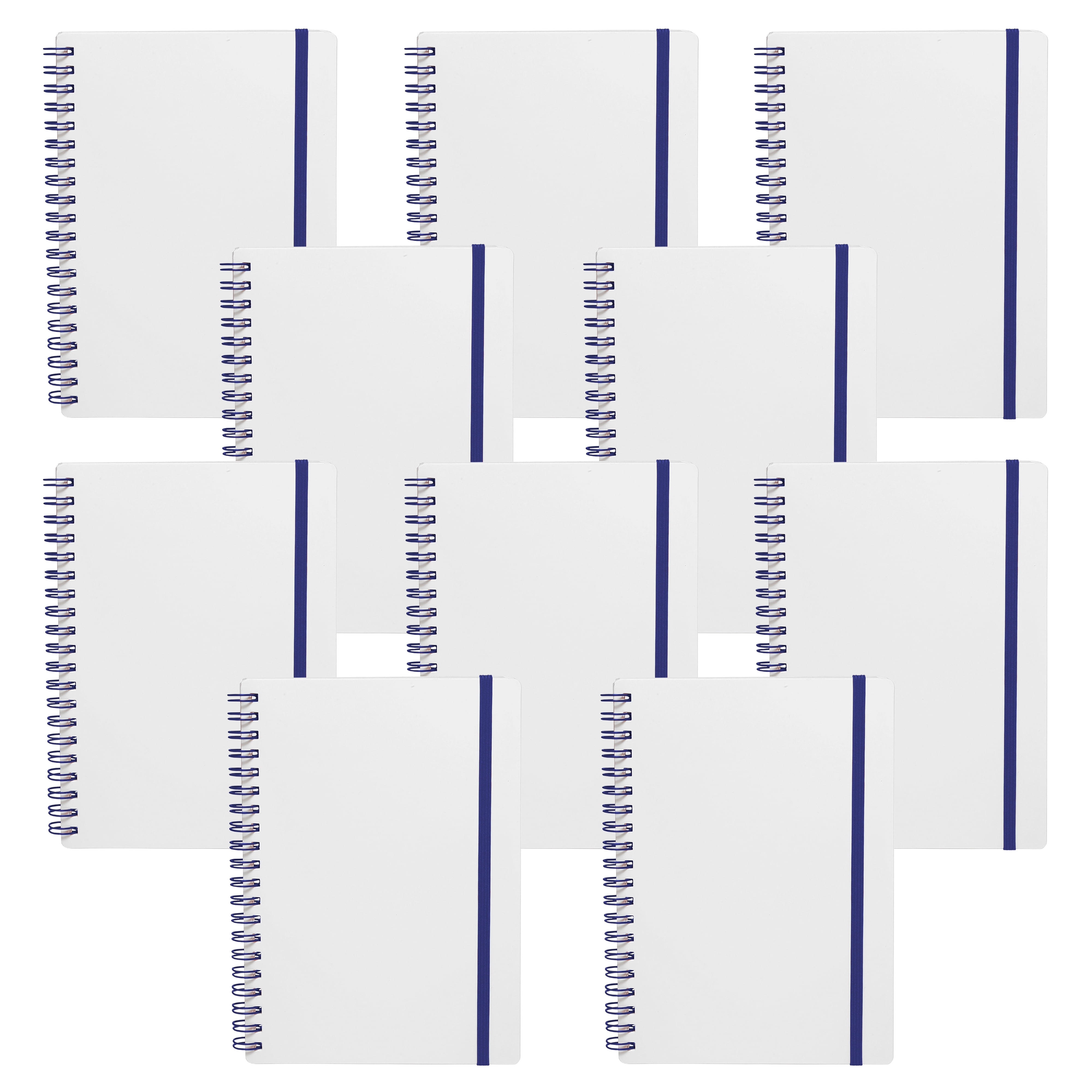 10 White Spiral Notebooks with Elastic Band Pack - 80 lined pages ...