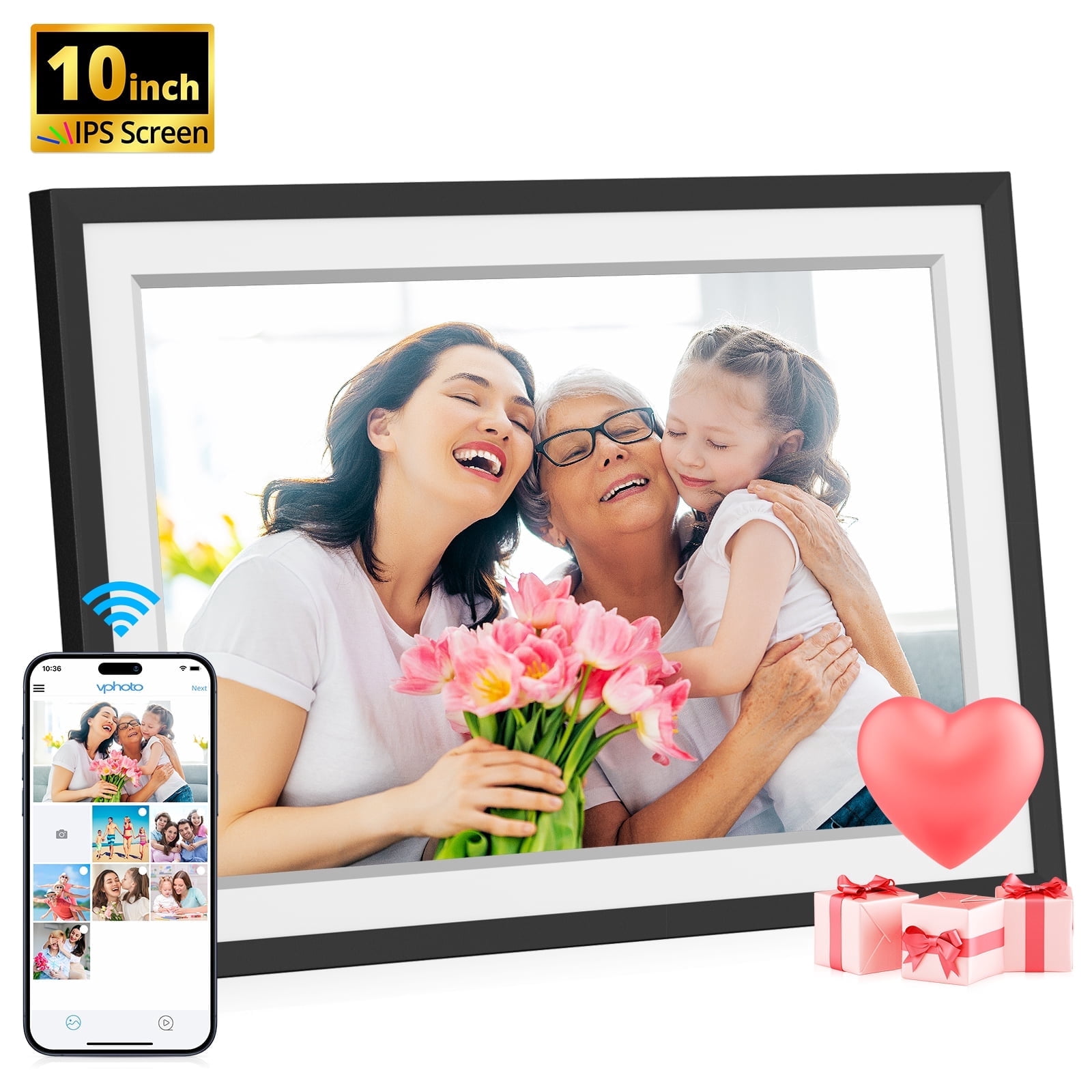 Dragon Touch 10'' Digital Picture Frame, 16GB WiFi Electronic Photo ...
