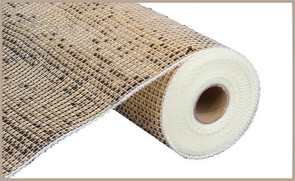 10" Wide Poly Mesh Roll Deluxe Wide Foil Cream Metallic Wide Strips Of ...