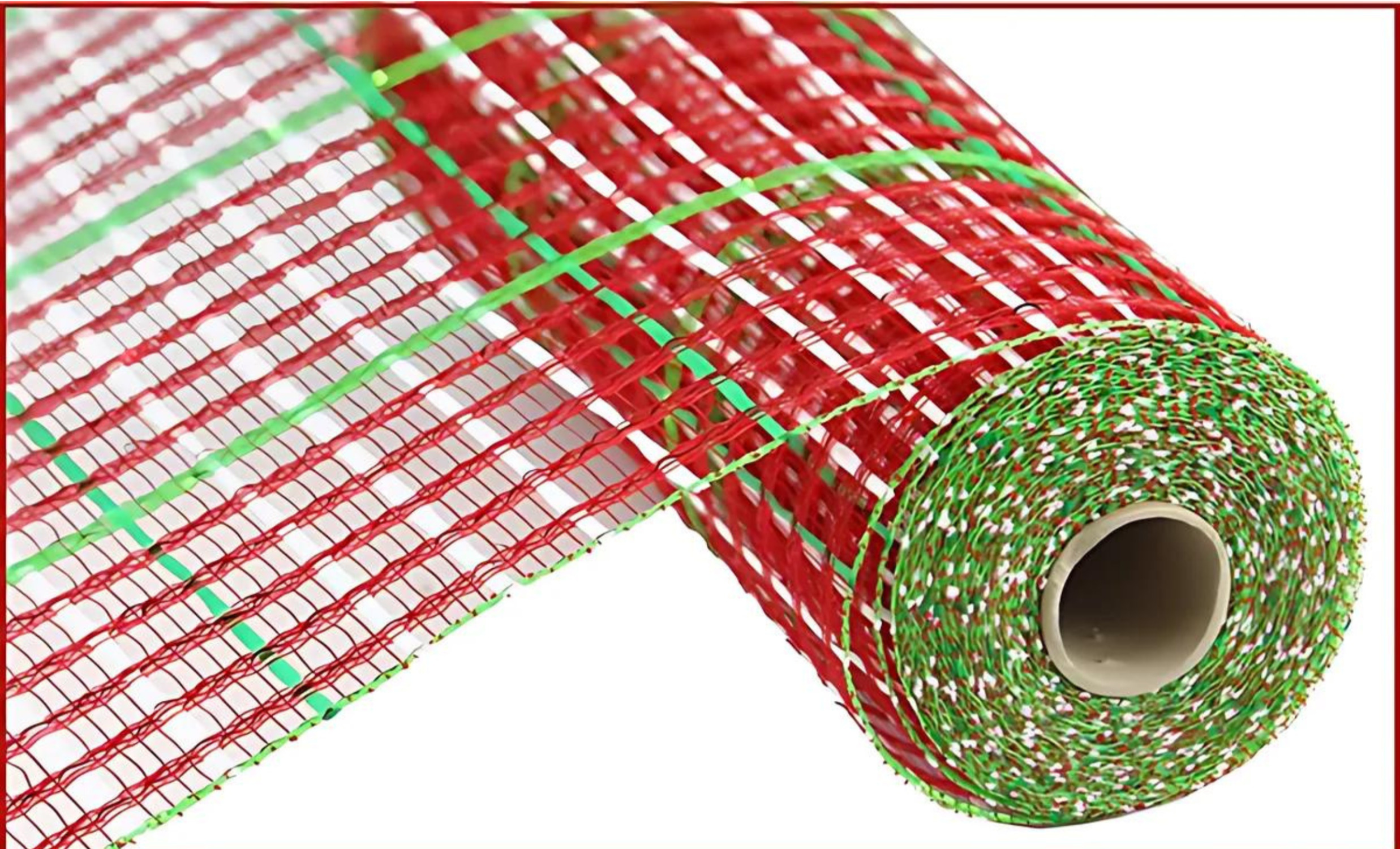Shop our 10" Window Pane Poly Deco Mesh Ribbon: Metallic Christmas ...