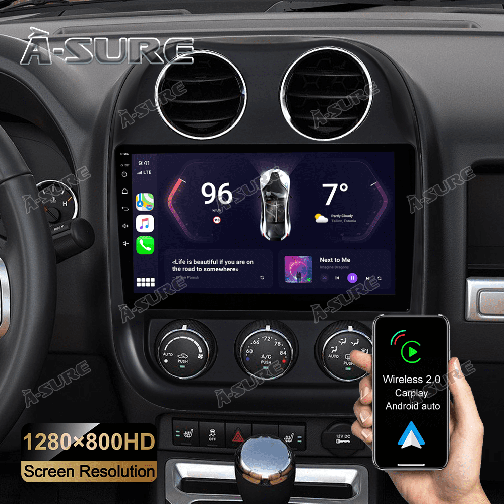 For Jeep Compass 2010-2016 Android 14 Car Stereo Radio Wireless CarPlay ...