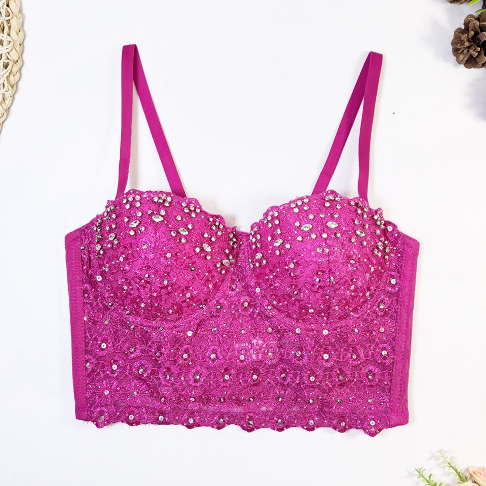 Under 10, Women's Fashion Corset Bra, Fishbone Bralette, Sequin Bead ...