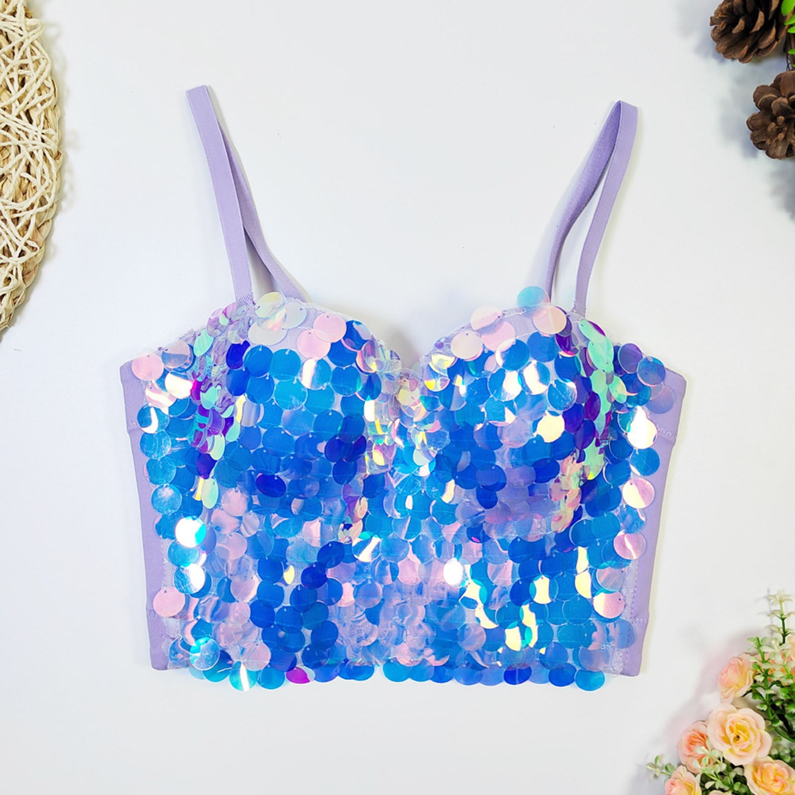 Under 10, Women's Fashion Corset Bra, Fishbone Bralette, Sequin Bead ...