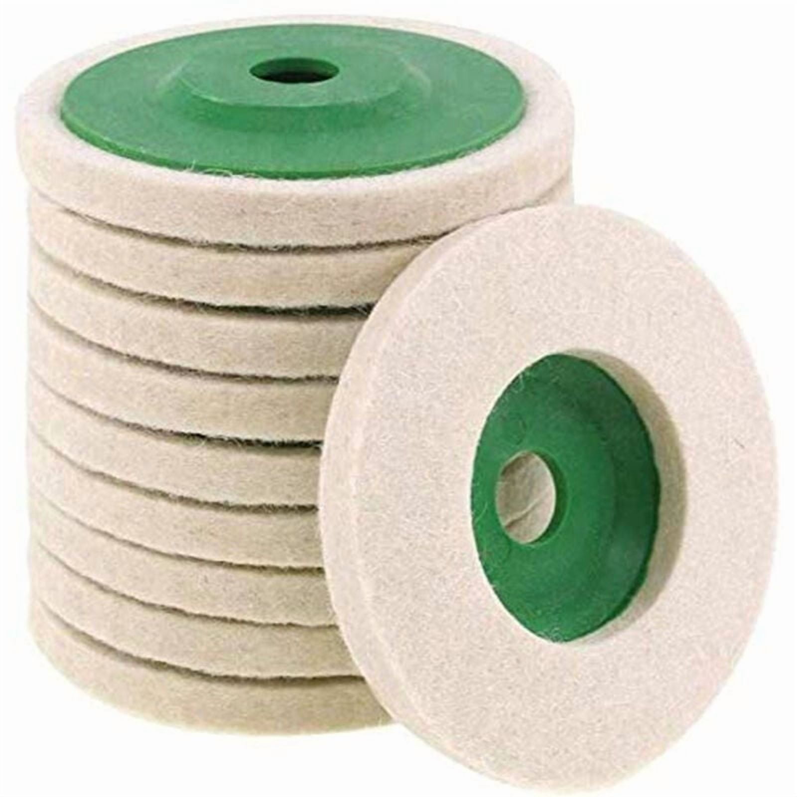 10 Wool Felt Polishing Discs for Angle Grinder, 10 cm, Green ...
