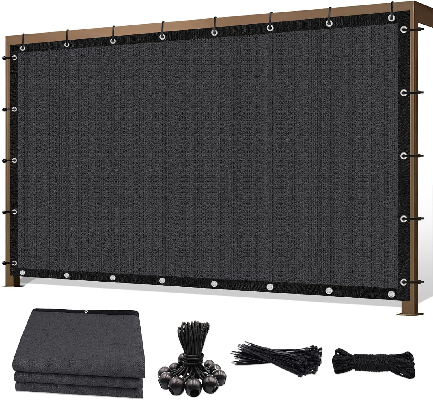 10'X 10' 90% Sun Shade Cloth Outdoor Patio Dark Grey Pergola Shades ...