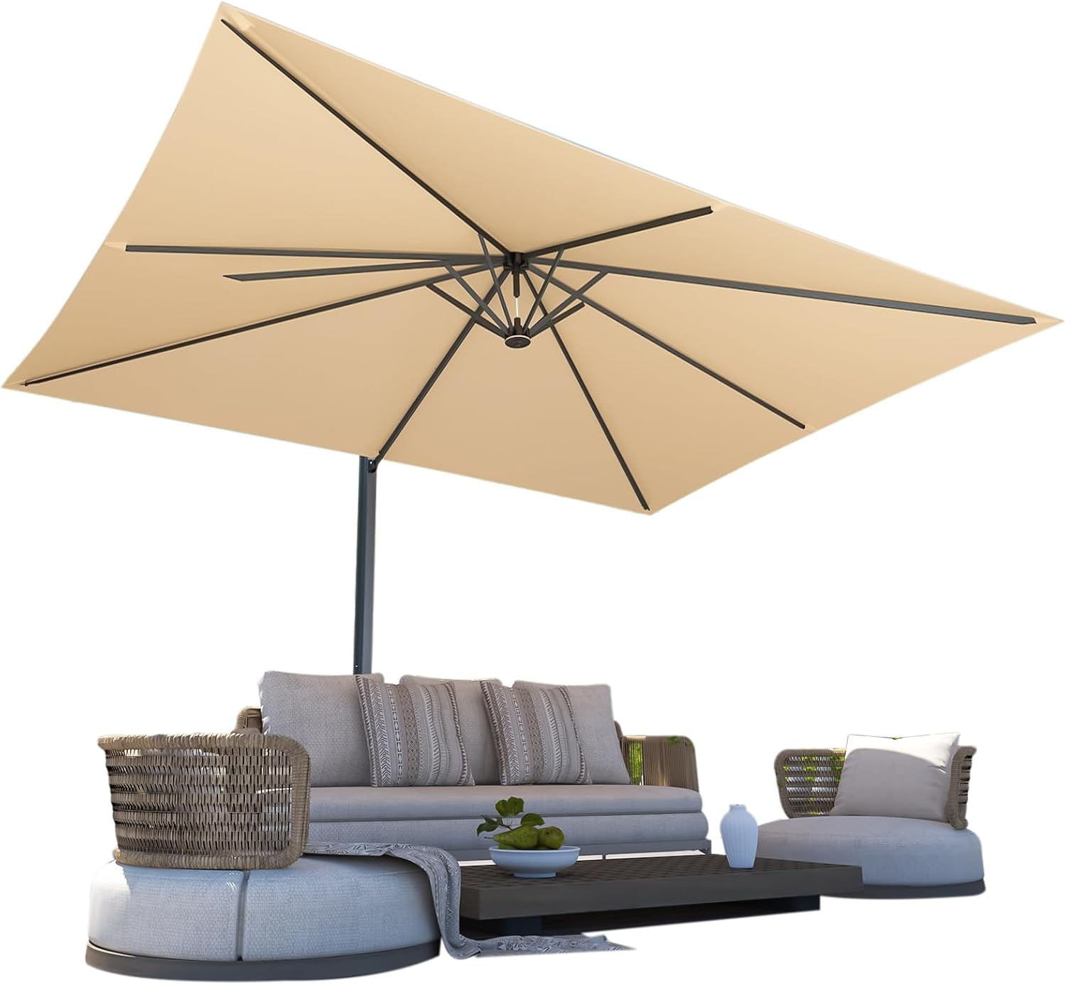 10' X 10' Cantilever Patio Umbrella, 360°Rotation,Large Rectangular ...